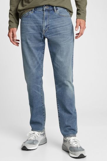 Buy Mid Wash Blue Straight Taper Jeans from the Gap online shop