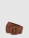 Elasticated Woven Belt in Tan - REISS