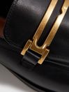 Leather Rounded Loafers in Black - REISS
