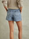 High Rise Denim Shorts in Light Blue - REISS
