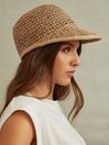 Woven Straw Cap in Natural - REISS