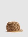 Woven Straw Cap in Natural - REISS