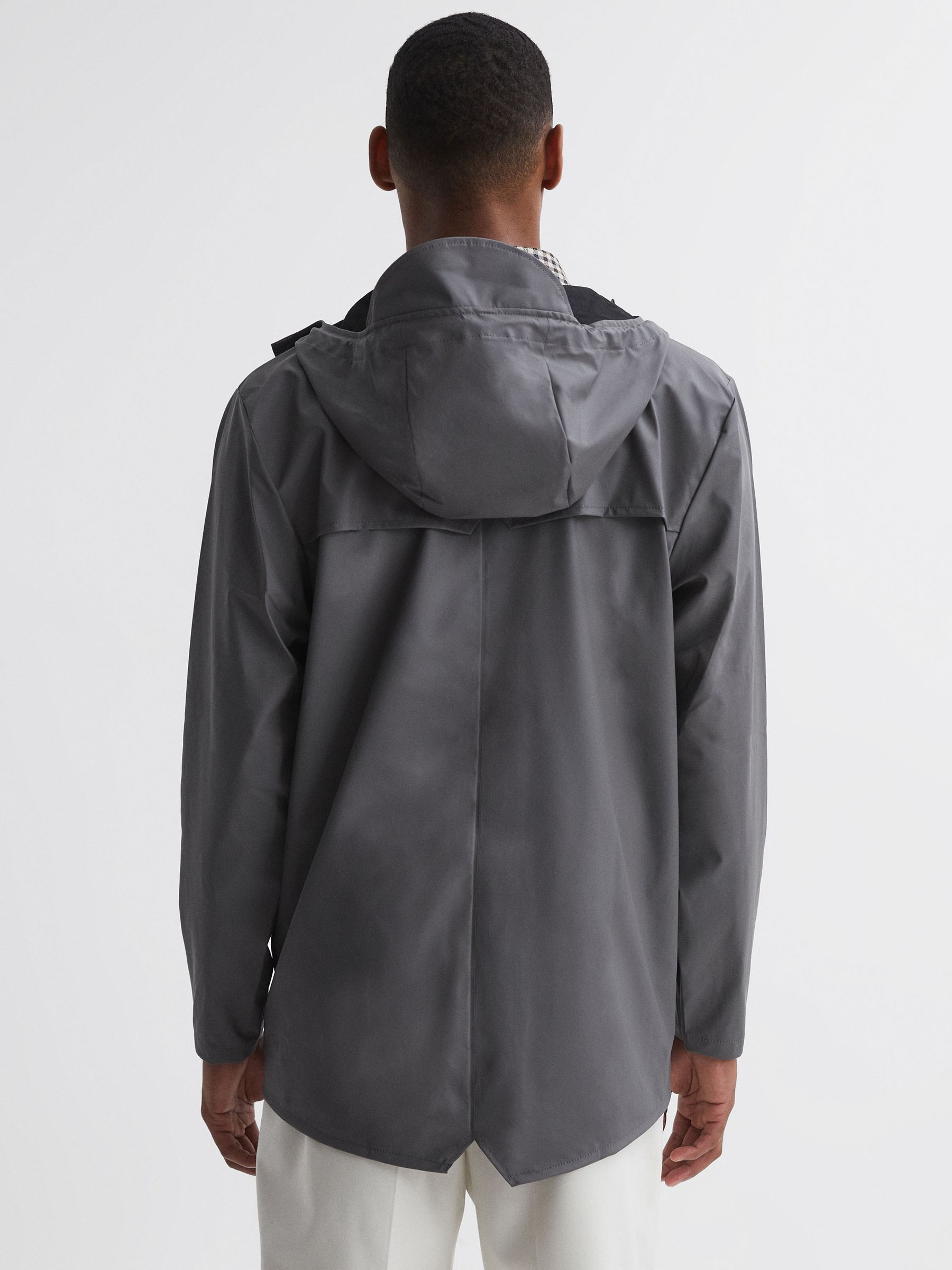 Rains Unisex Hooded Raincoat Jacket in Grey - REISS