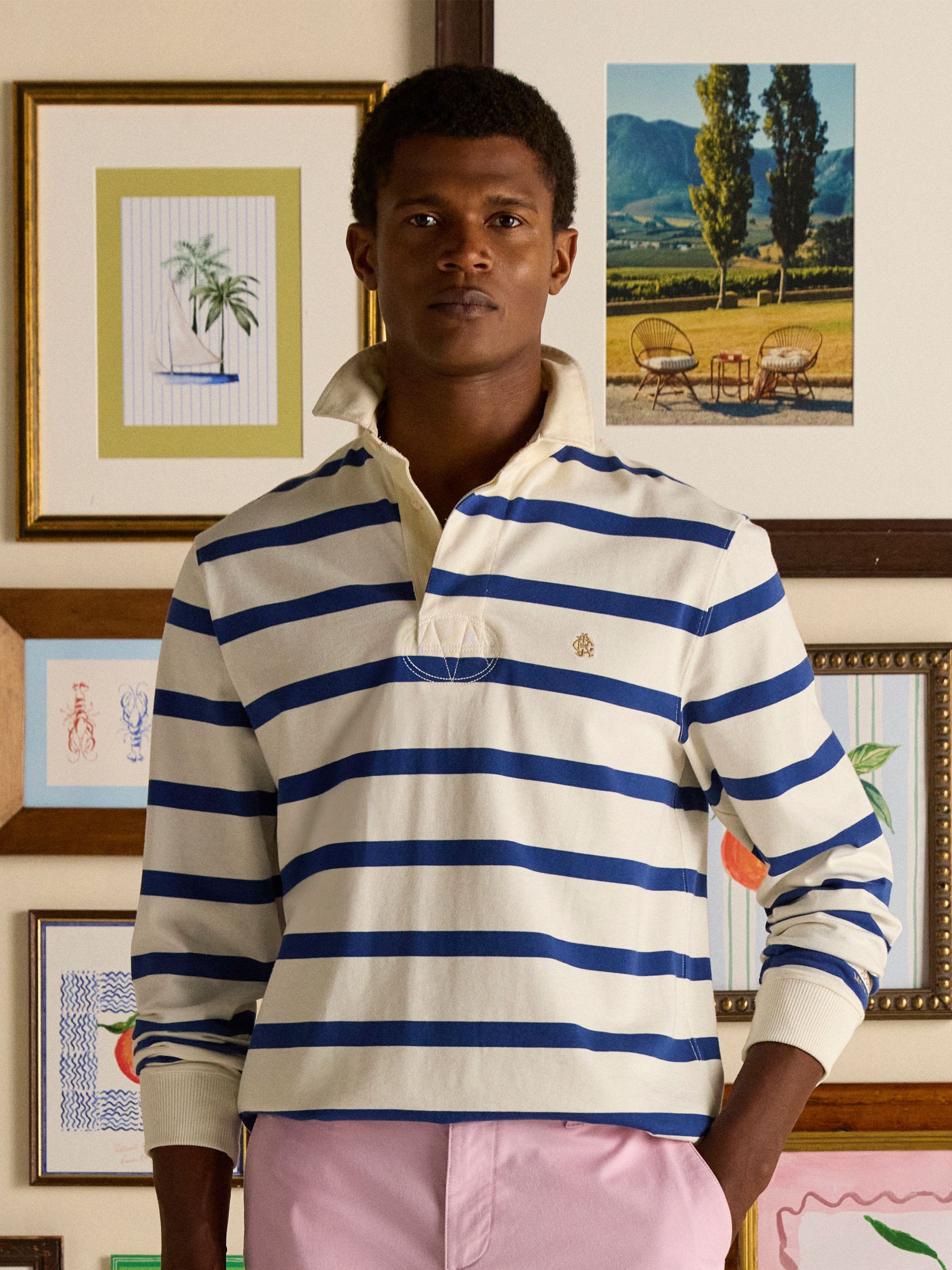 Rugby Club Cream & Blue Shirt | Joules