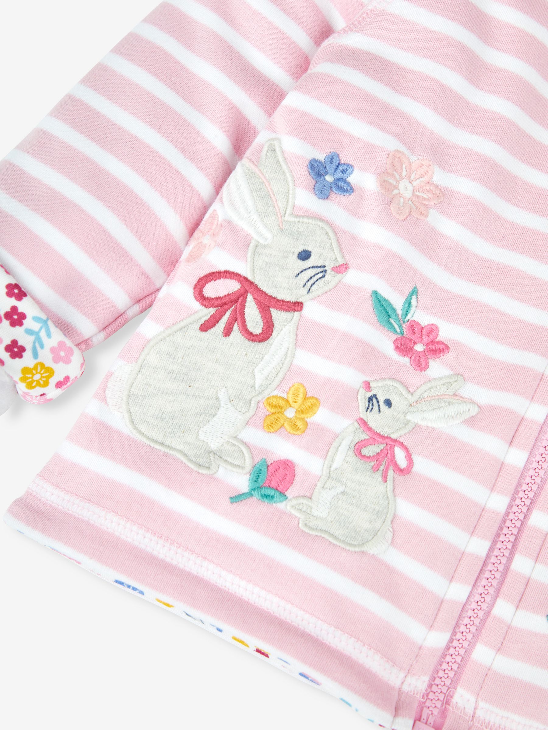 Buy Pink Bunny Floral Appliqué Reversible Hoodie With Pet In Pocket ...