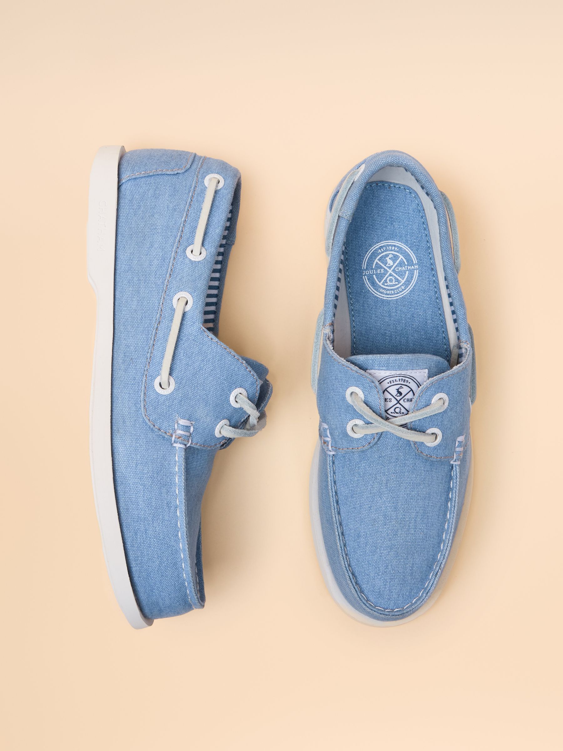 Buy Joules X Chatham Blue Jetty Deck Shoes from the Joules online shop
