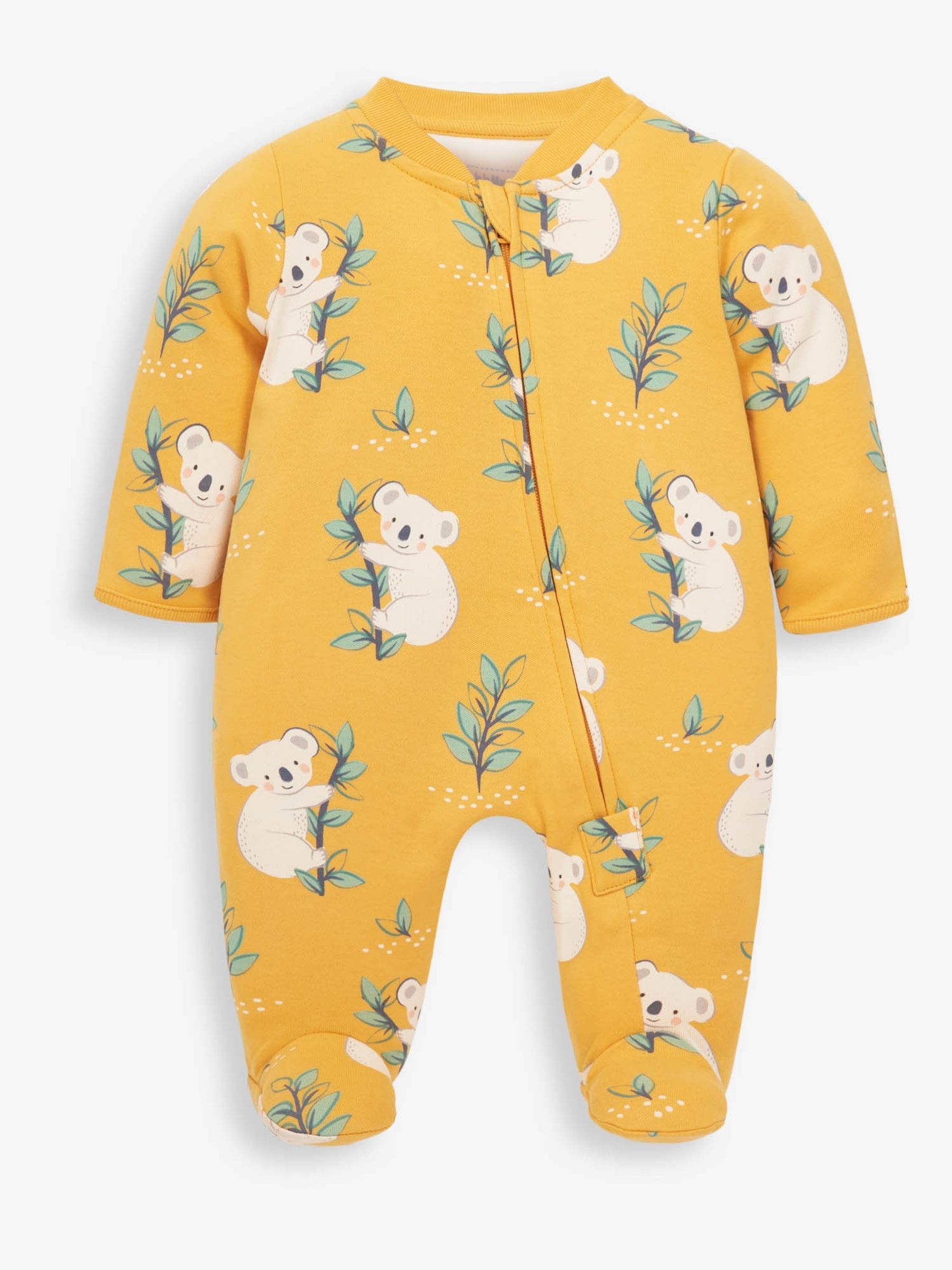 Buy Yellow Koala Print Zip Cotton Baby Sleepsuit from the JoJo Maman ...