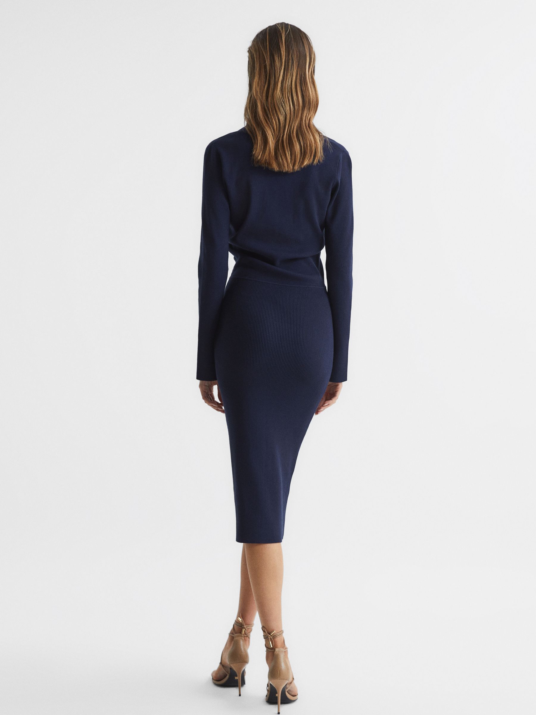 Reiss Elaina Rib-Knitted Midi Dress | REISS Ireland