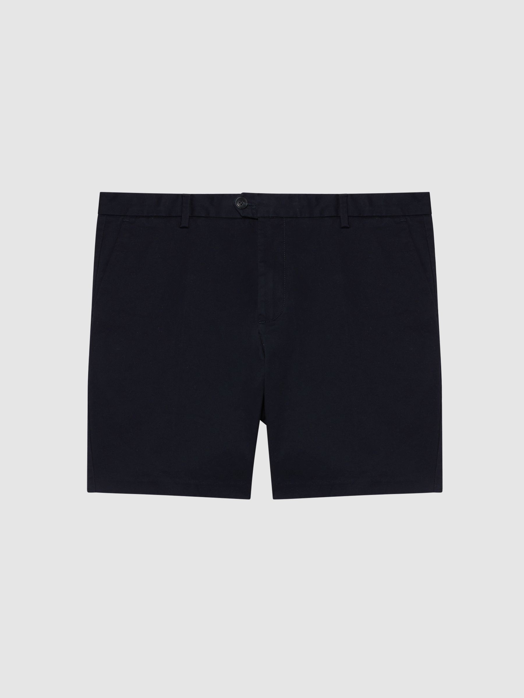 Short Length Casual Chino Shorts in Navy - REISS