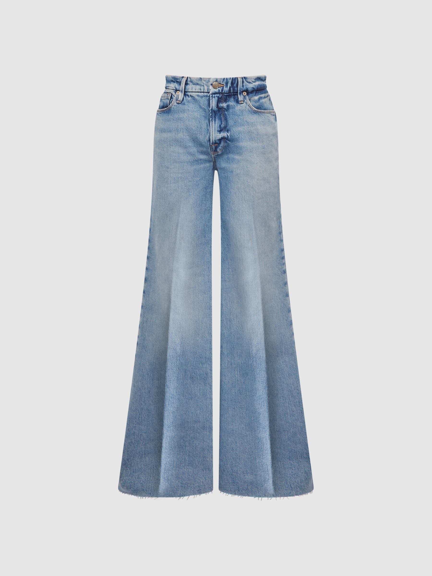 Good American Palazzo Jeans in Mid Blue - REISS