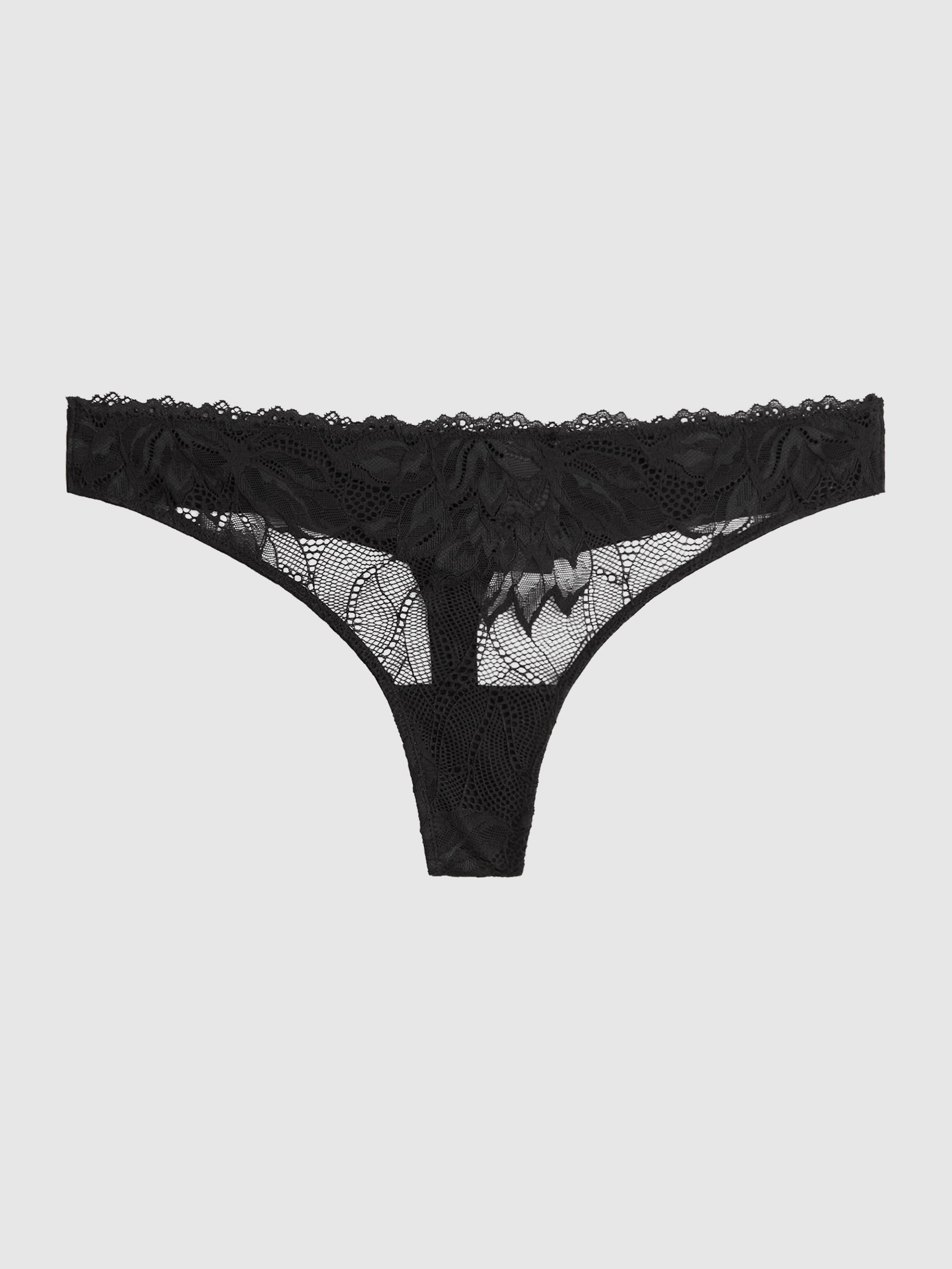 Underwear Lace Thong in Black - REISS