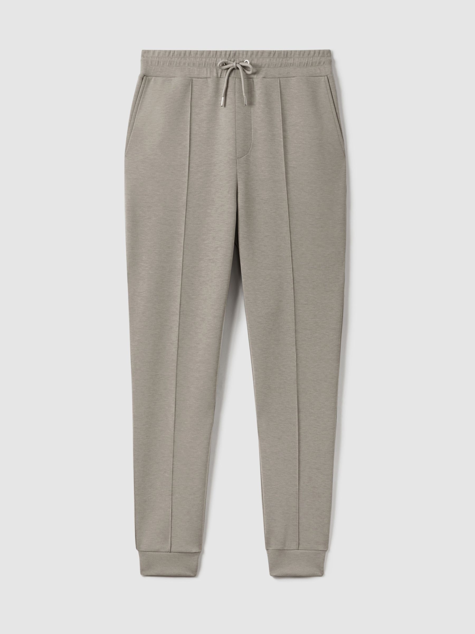 Interlock Jersey Drawstring Joggers in Taupe - REISS