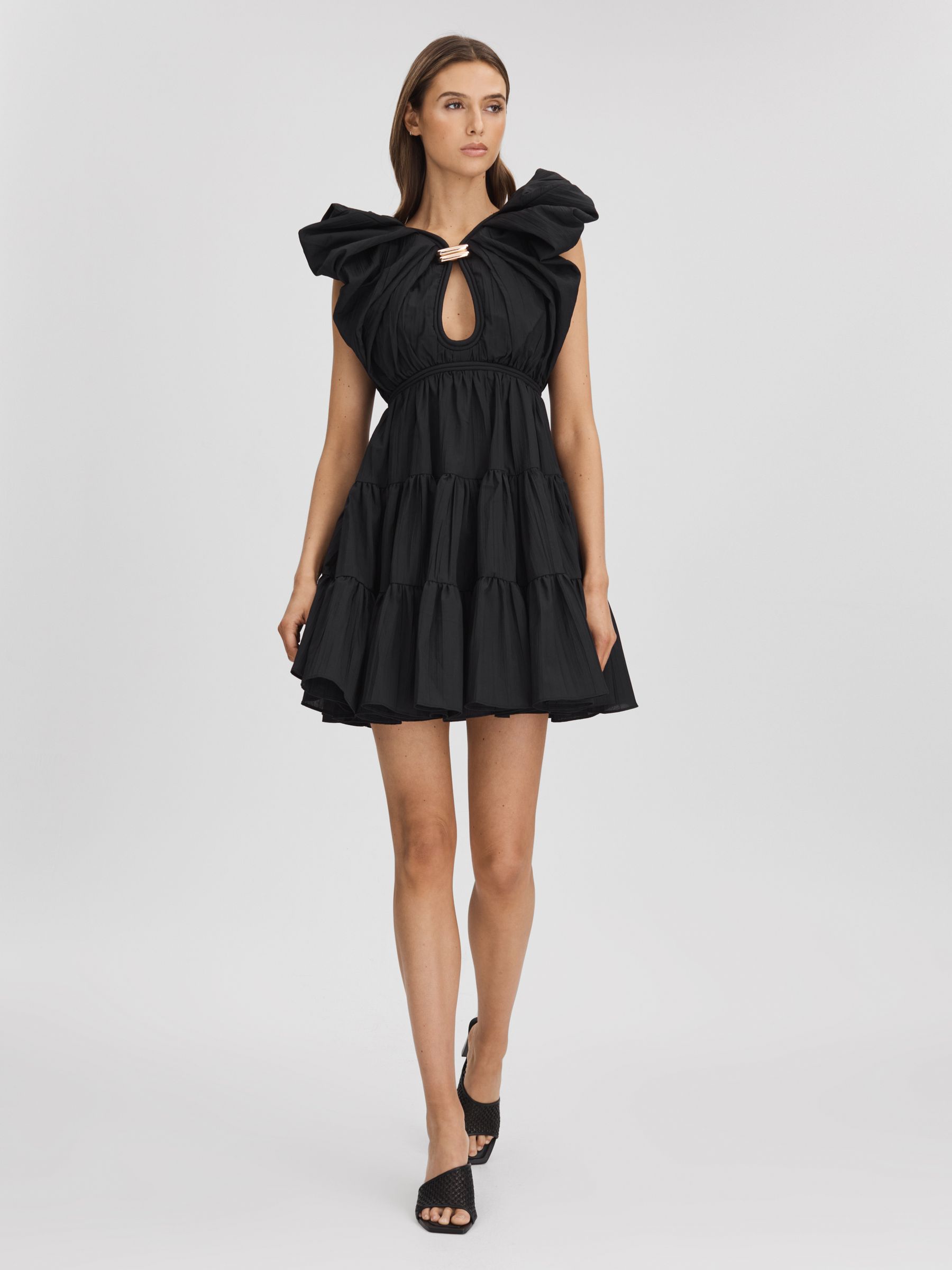 Acler Tiered Midi Dress in Black - REISS