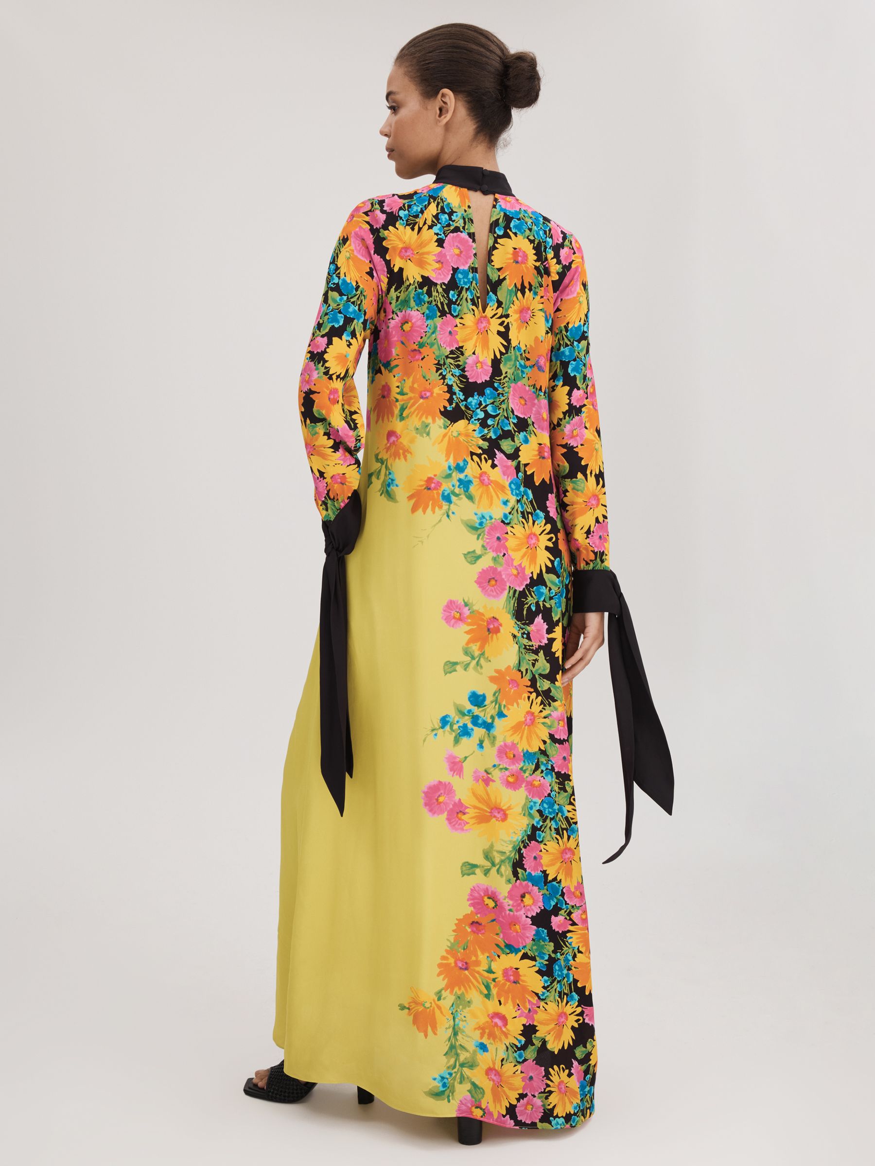 Florere Printed Tie Cuff Maxi Dress in Multi - REISS