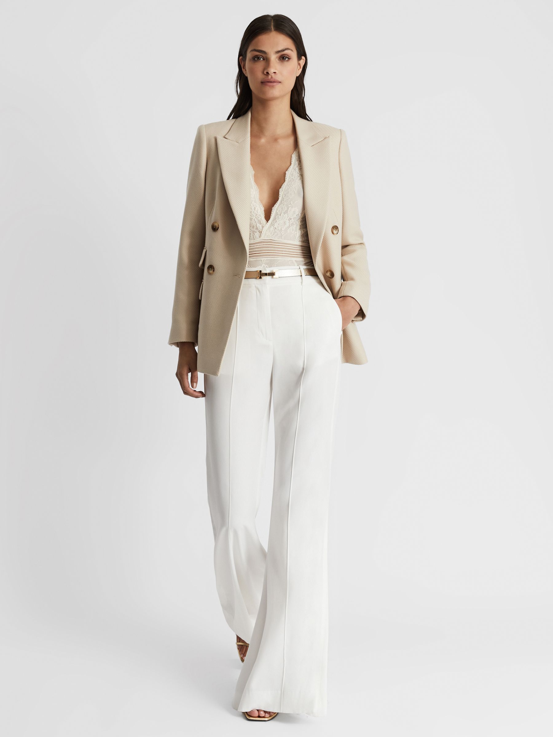 Reiss Hayley Leather Square Hinge Belt | REISS USA