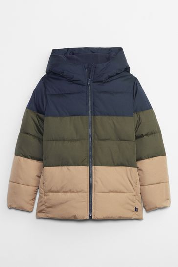 Buy Navy, Green & Beige Water Resistant Cold Control Quilted Puffer Jacket (4-13yrs) from the ...