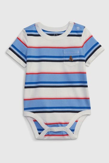 Buy Blue Stripe Organic Cotton Mix and Match Baby Bodysuit from the Gap ...