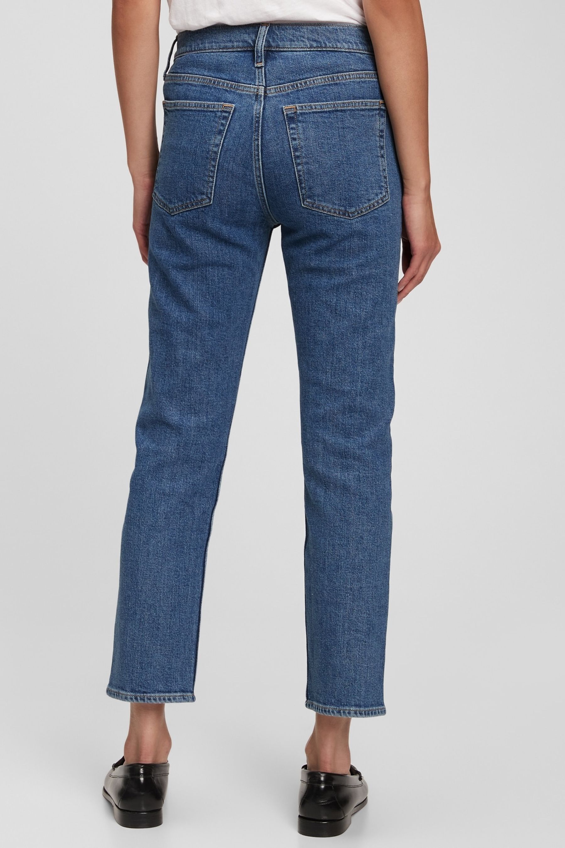 Buy Blue High Waisted Cheeky Straight Jeans from the Gap online shop