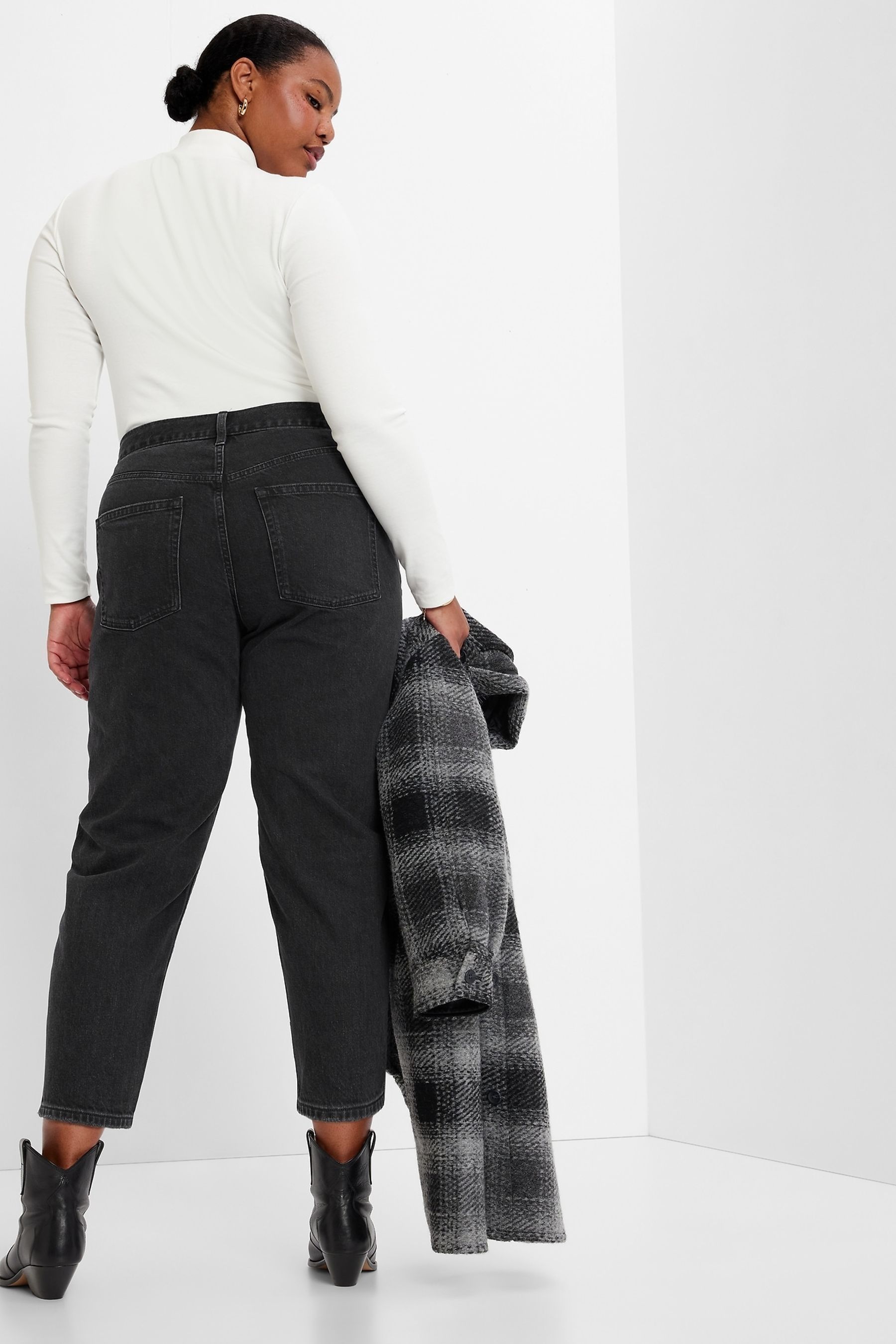 Buy Washed Black High Waisted Barrel Jeans from the Gap online shop