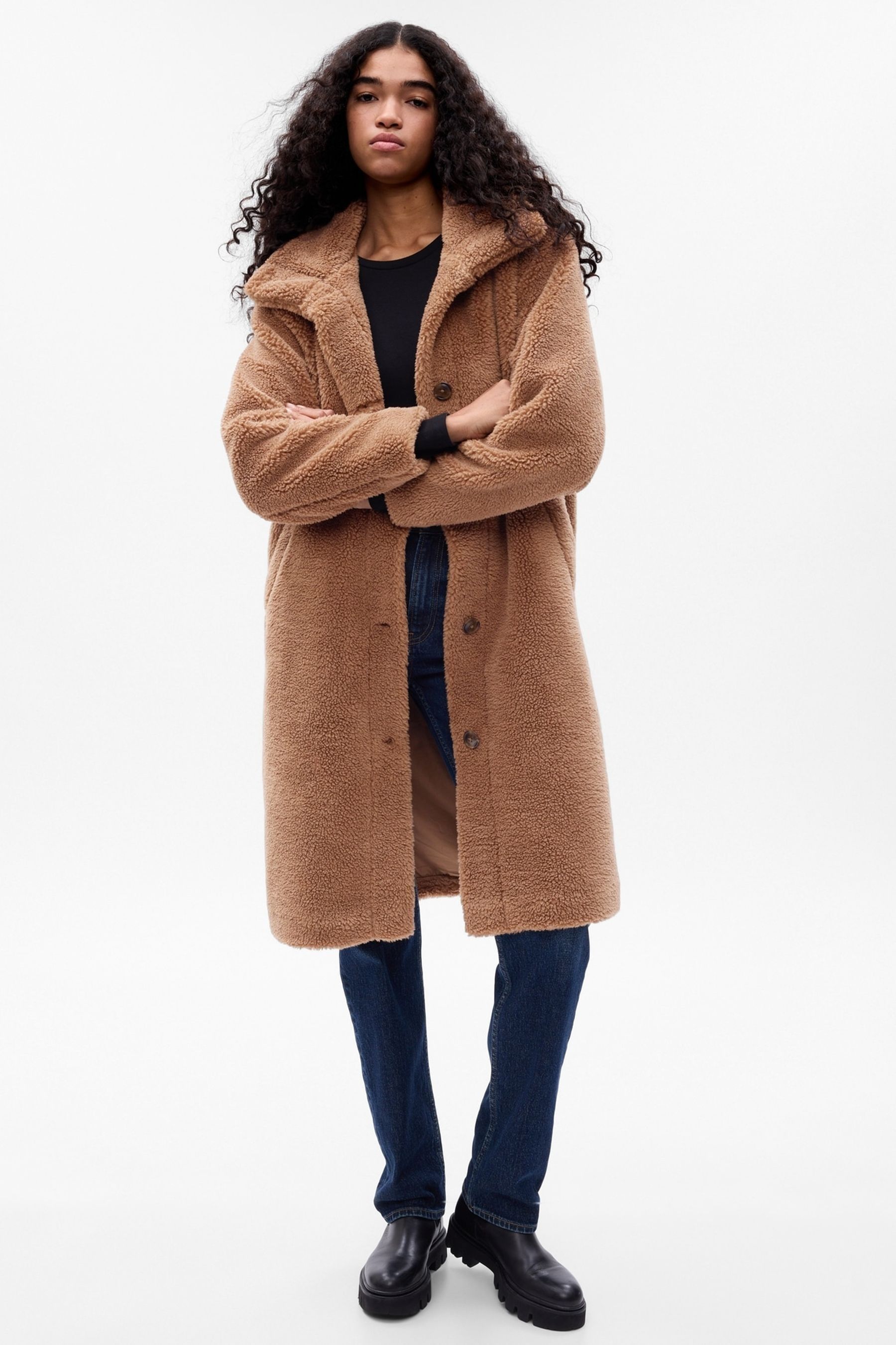Buy Brown Long Sherpa Coat from the Gap online shop