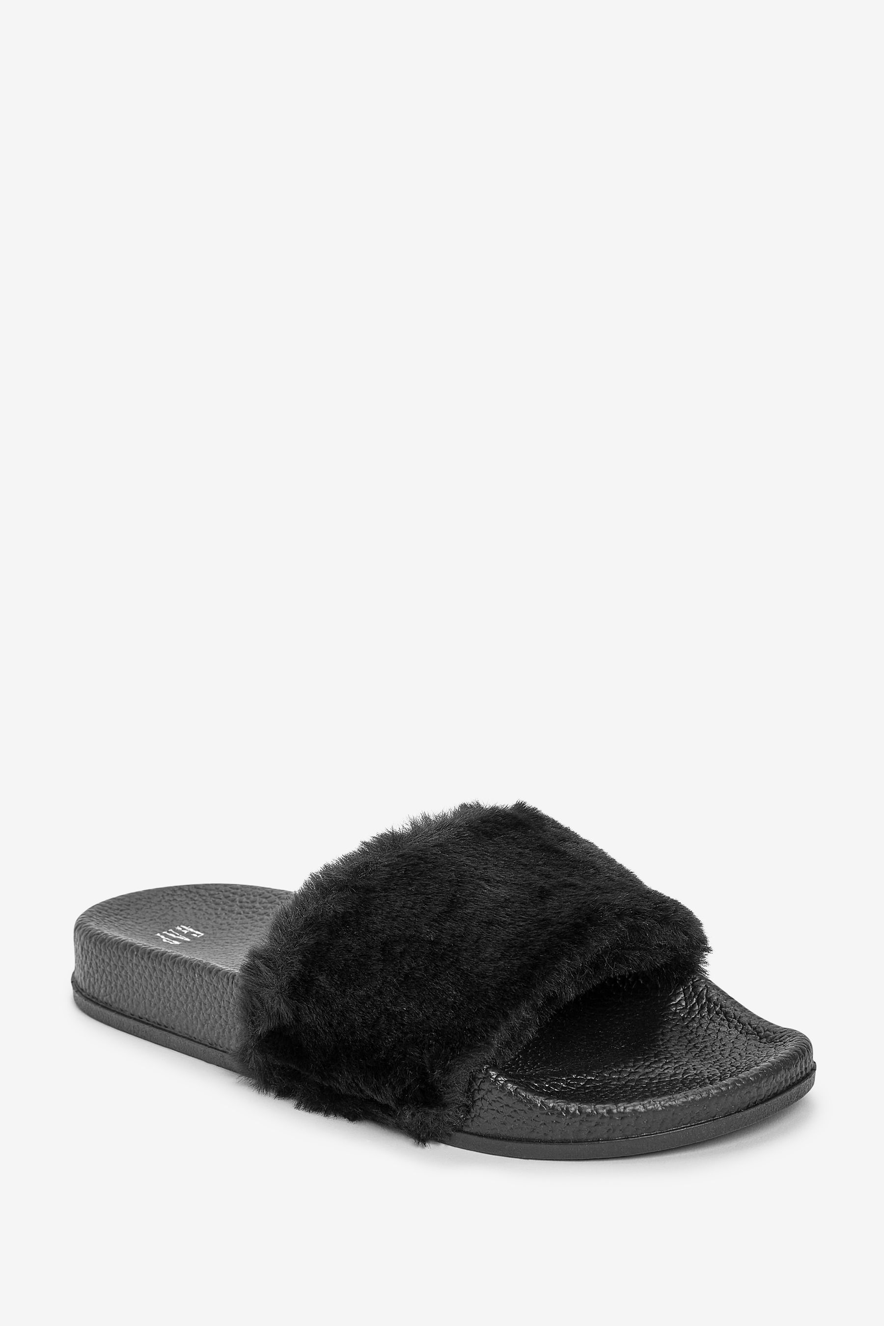Buy Black Faux-Fur Slides from the Gap online shop