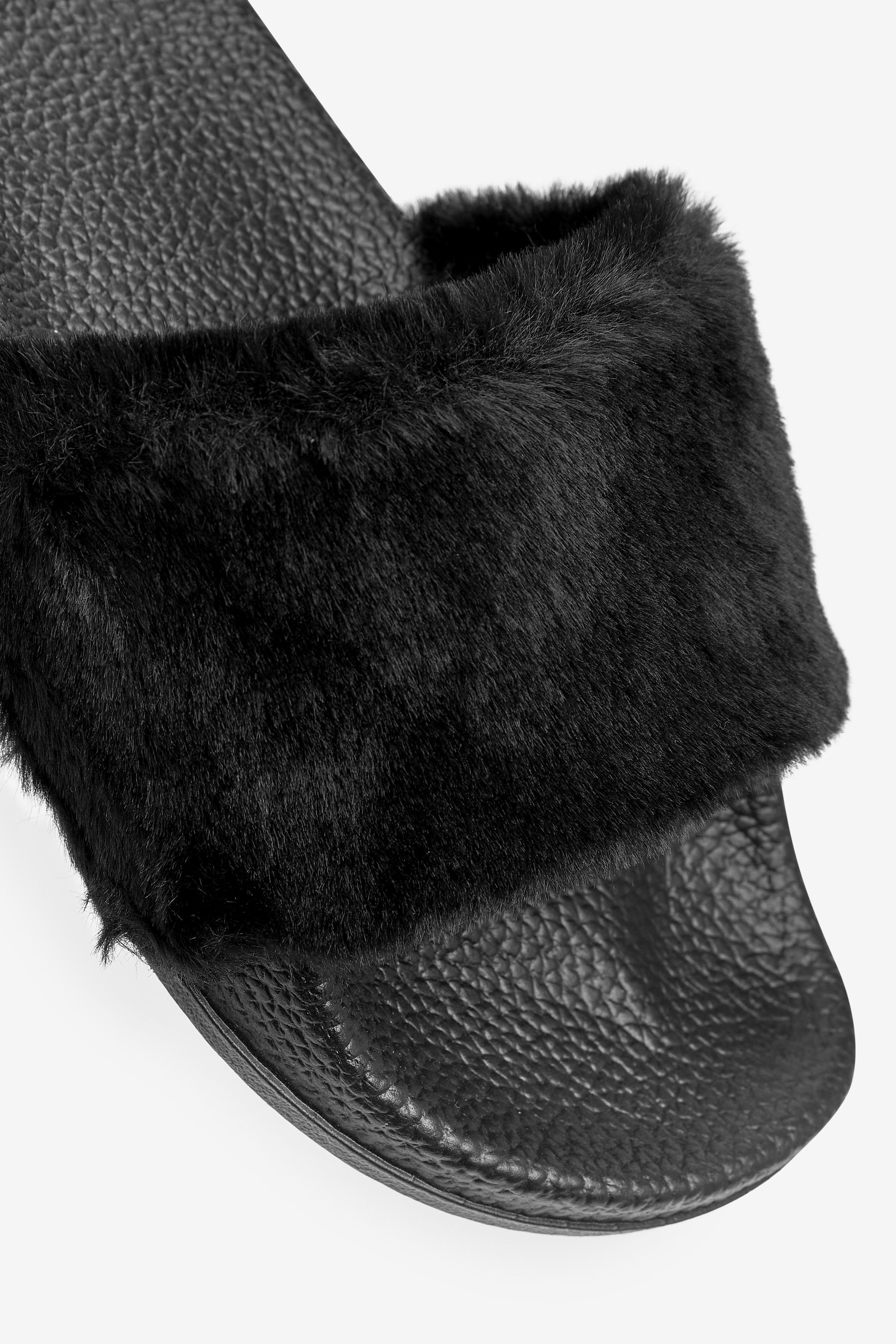 Buy Black Faux-Fur Slides from the Gap online shop