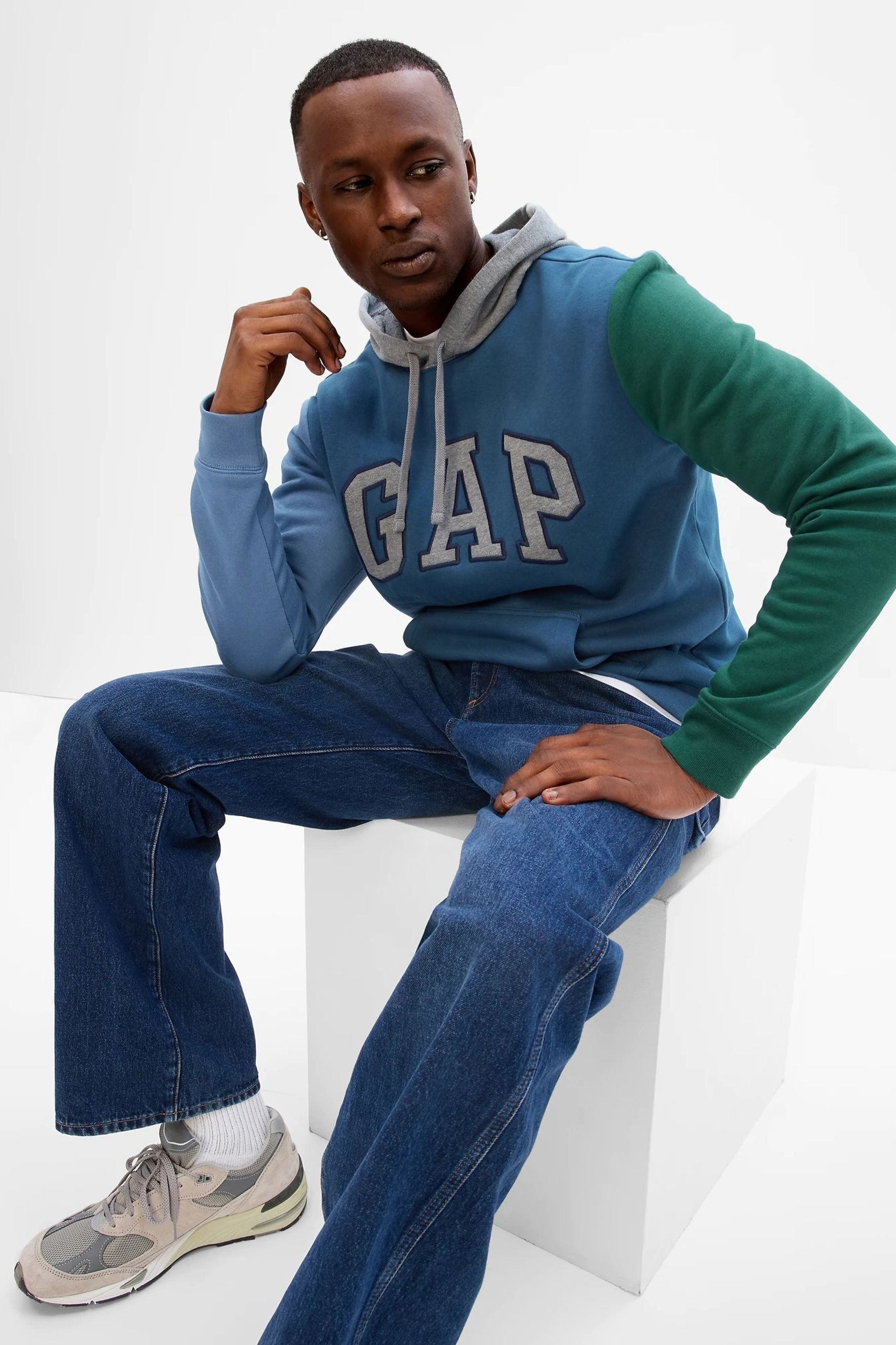 Buy Blue and Green Logo Colourblock Hoodie from the Gap online shop