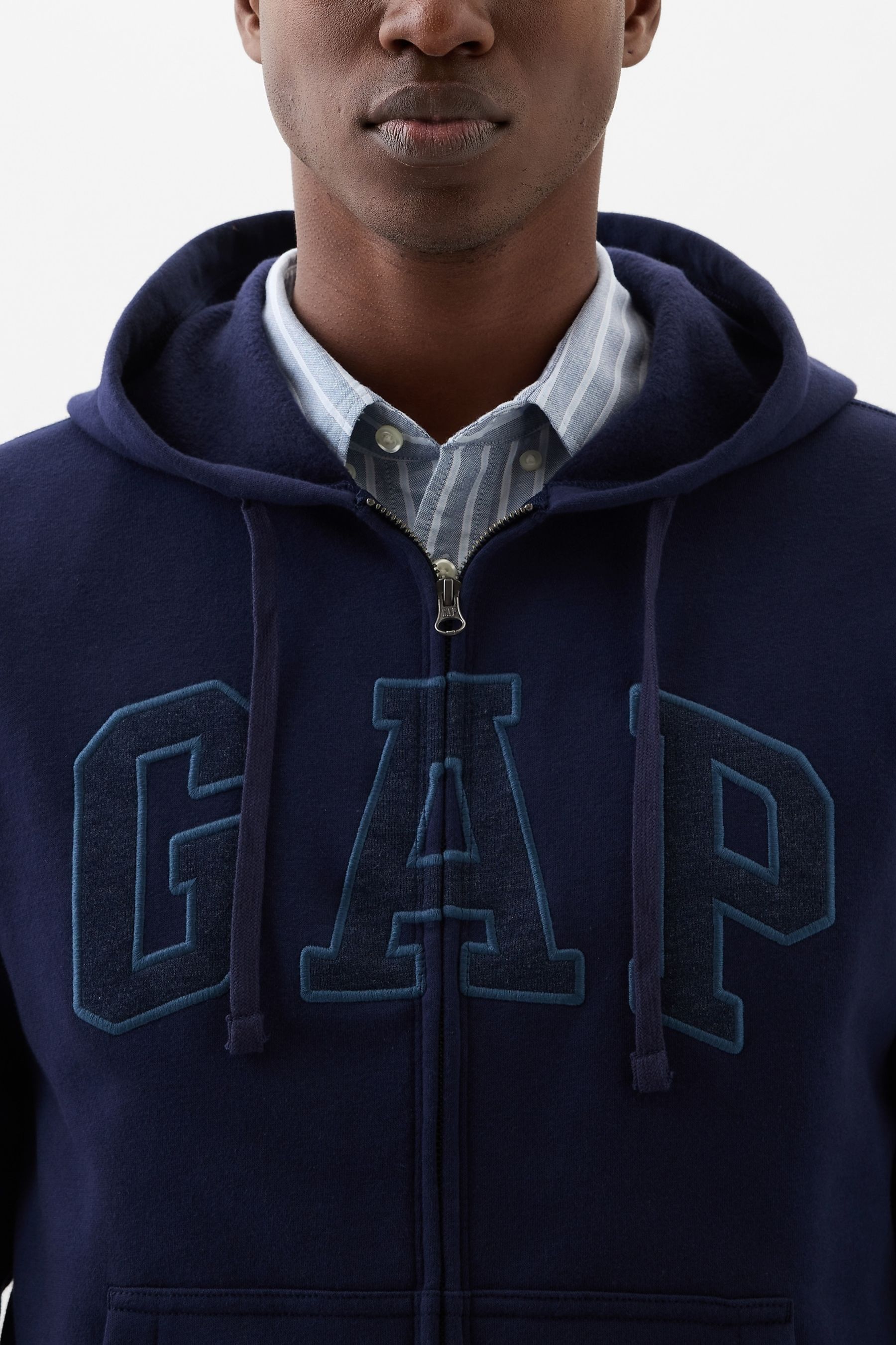 Buy Navy Logo Zip-Up Hoodie from the Gap online shop