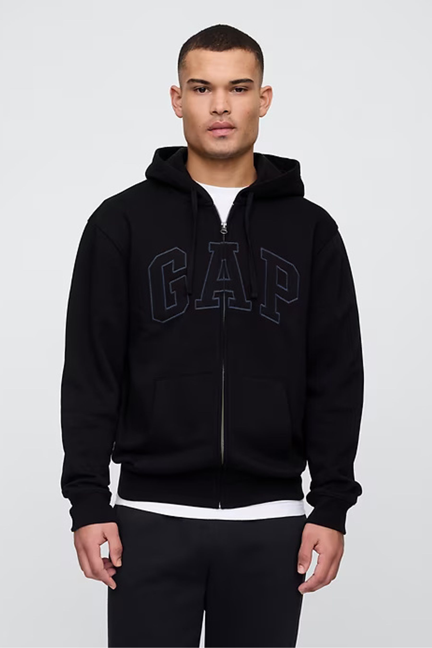 Buy Black Logo Zip-Up Hoodie from the Gap online shop