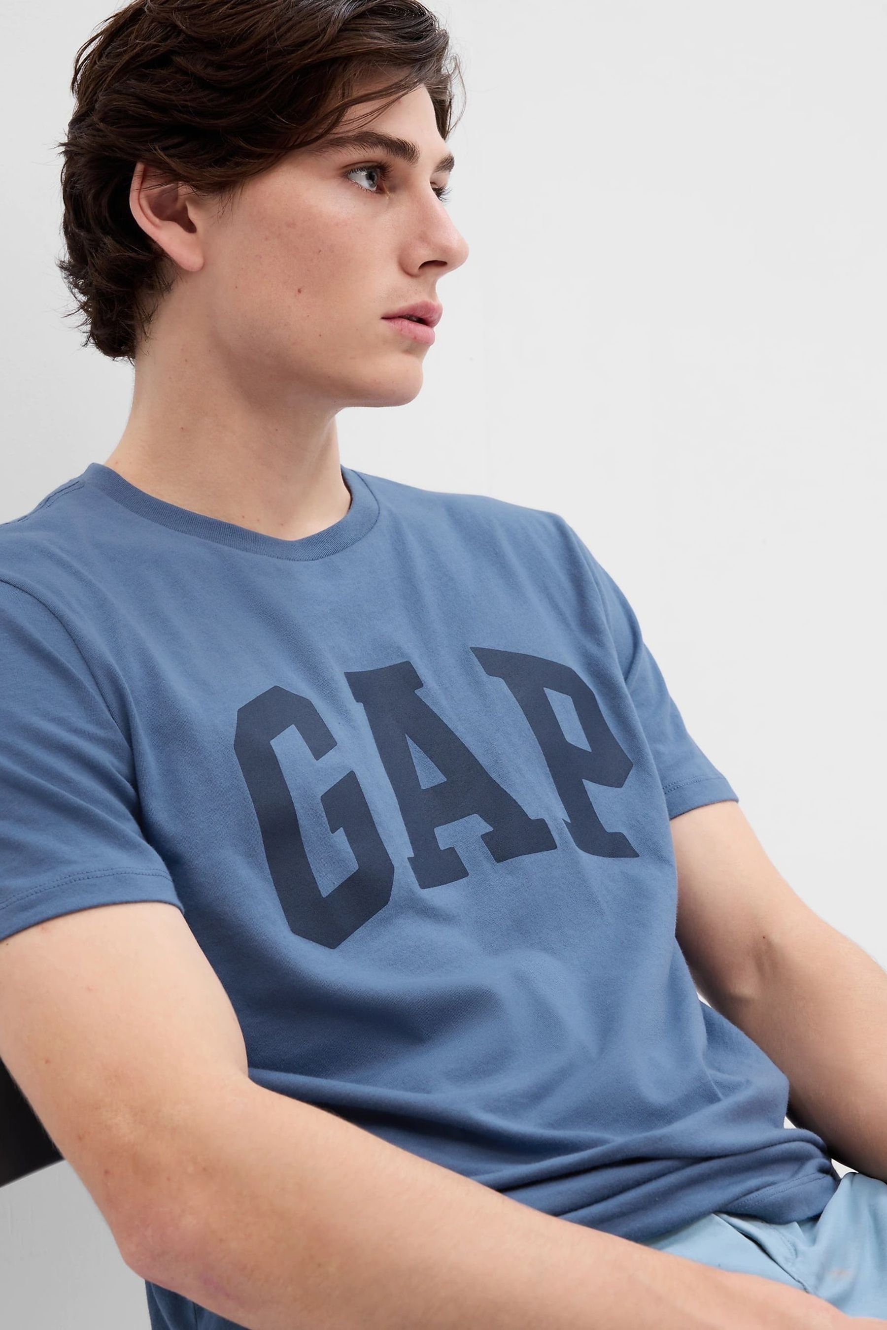 Buy Blue Logo Short Sleeve Crew Neck T-Shirt from the Gap online shop