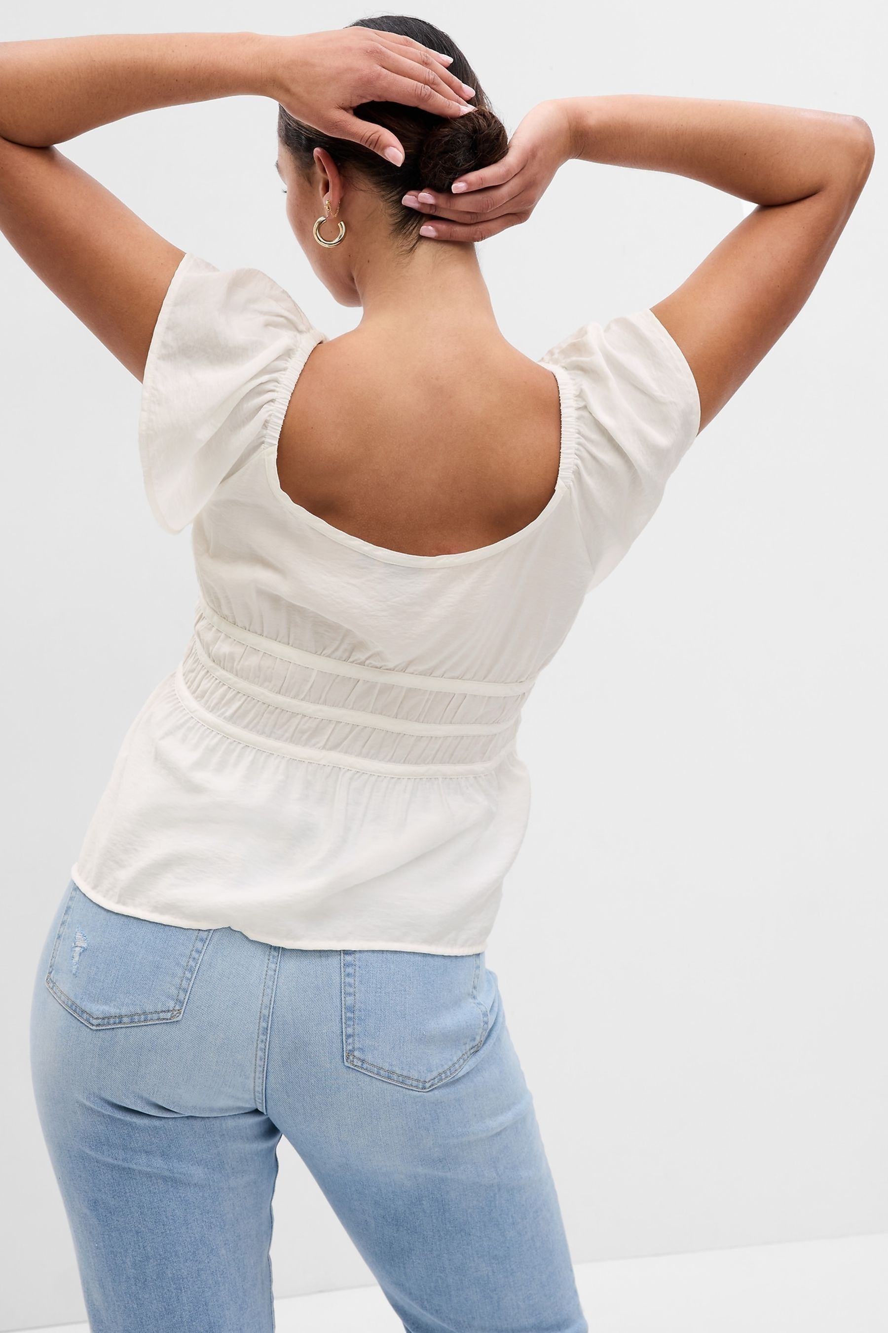 Buy White Ruffle Sleeve Shirt from the Gap online shop