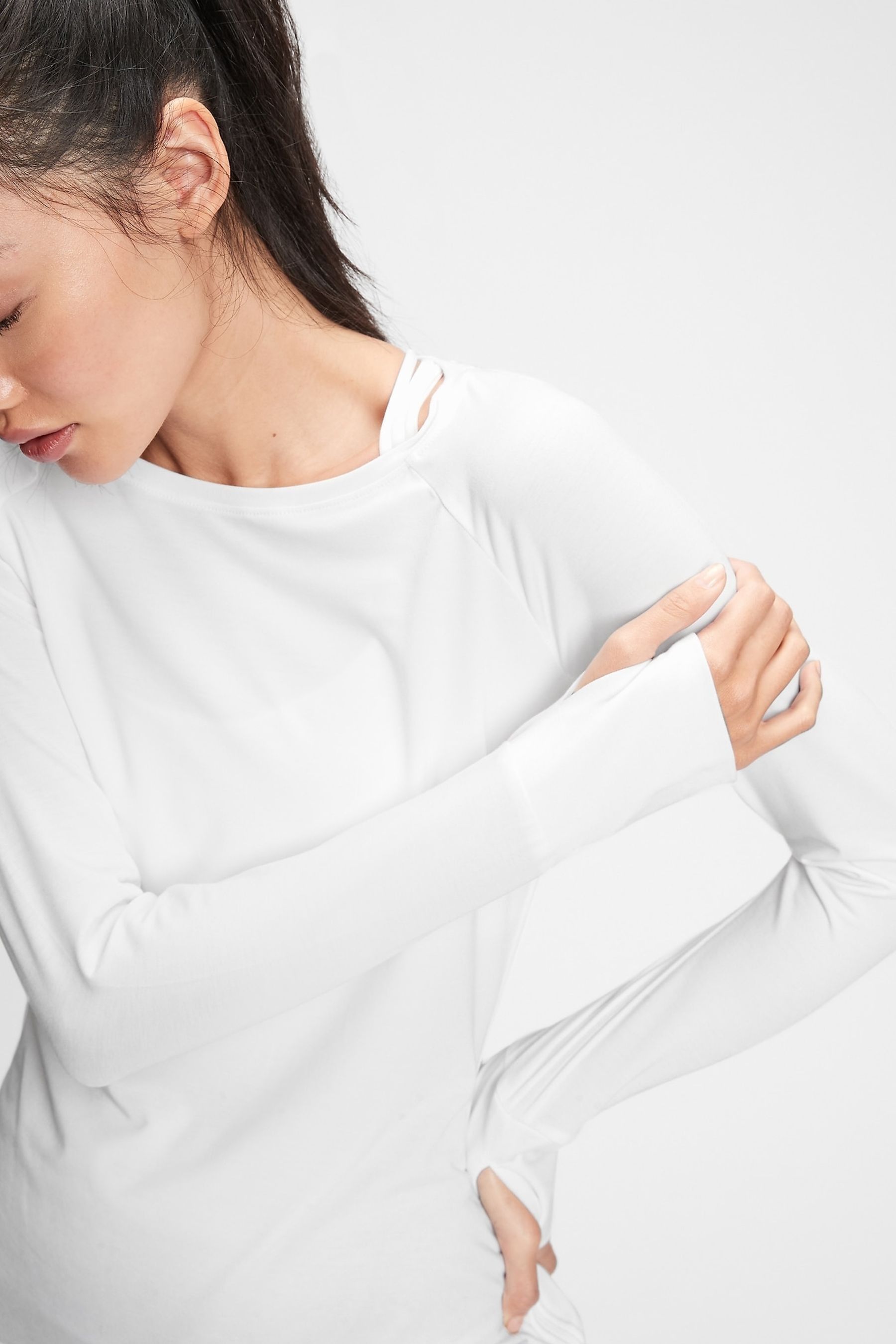 Buy Gap Long Sleeve Boat Neck Breathable Thumb Hole T-Shirt from the ...