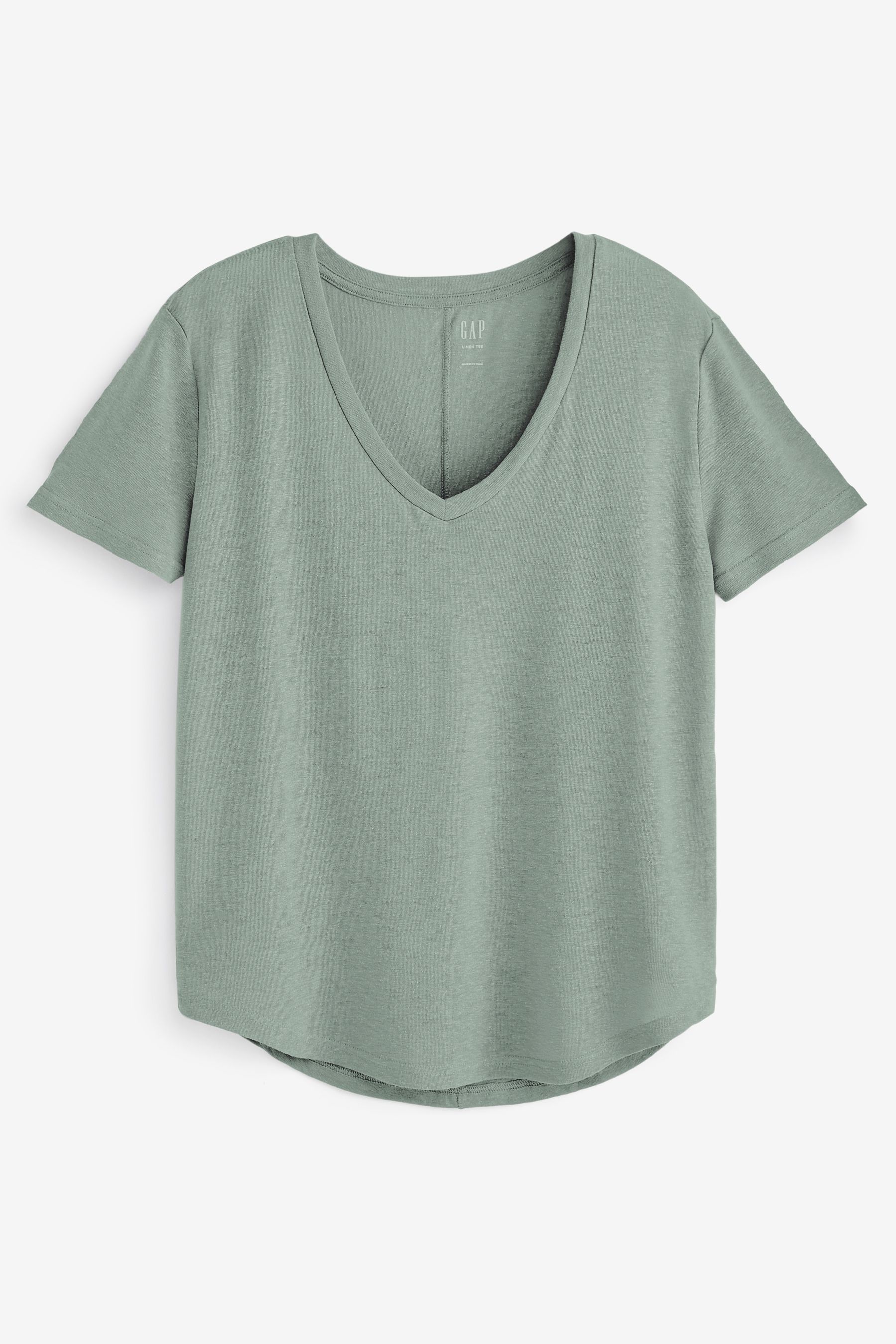 Buy Sage Green Linen Blend Scoop Neck Short Sleeve T-Shirt from the Gap ...