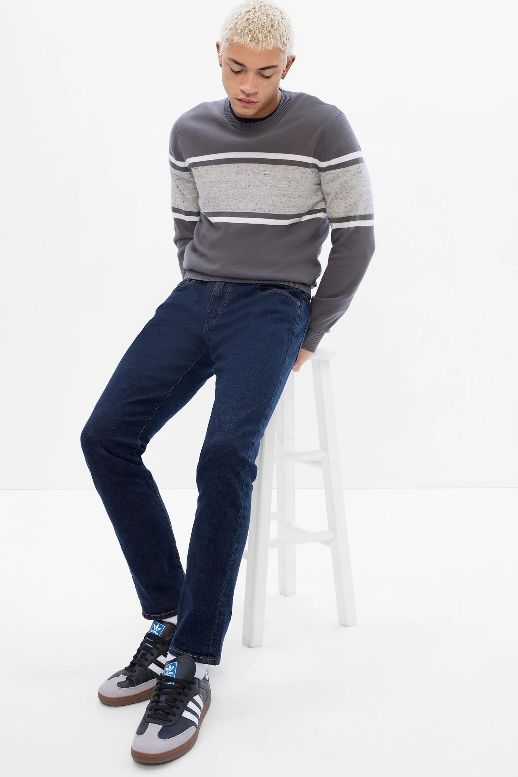 Buy Dark Indigo Blue Stretch Slim Taper GapFlex Jeans from the Gap ...