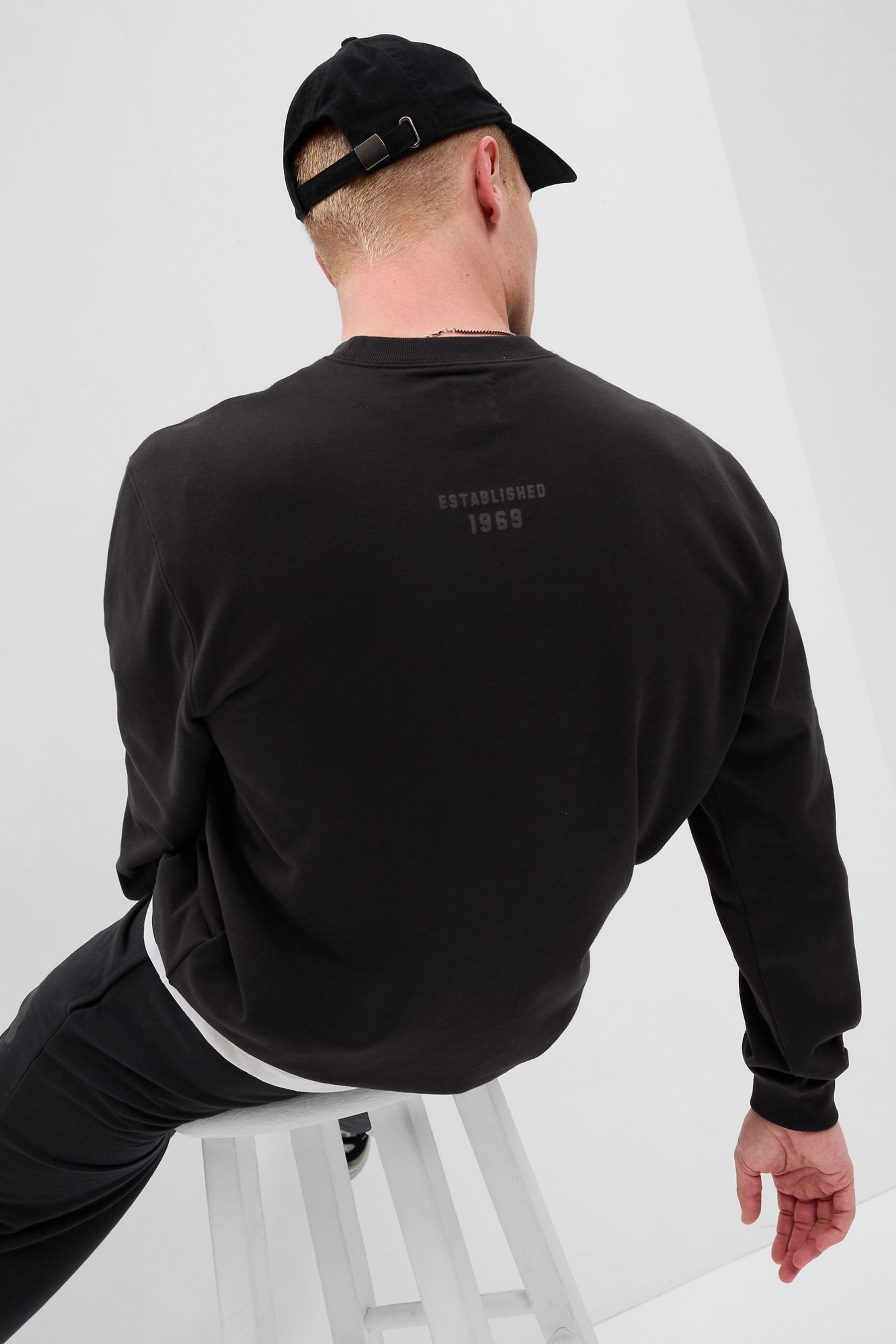 Buy Black Graphic Logo Crew Neck Sweatshirt from the Gap online shop