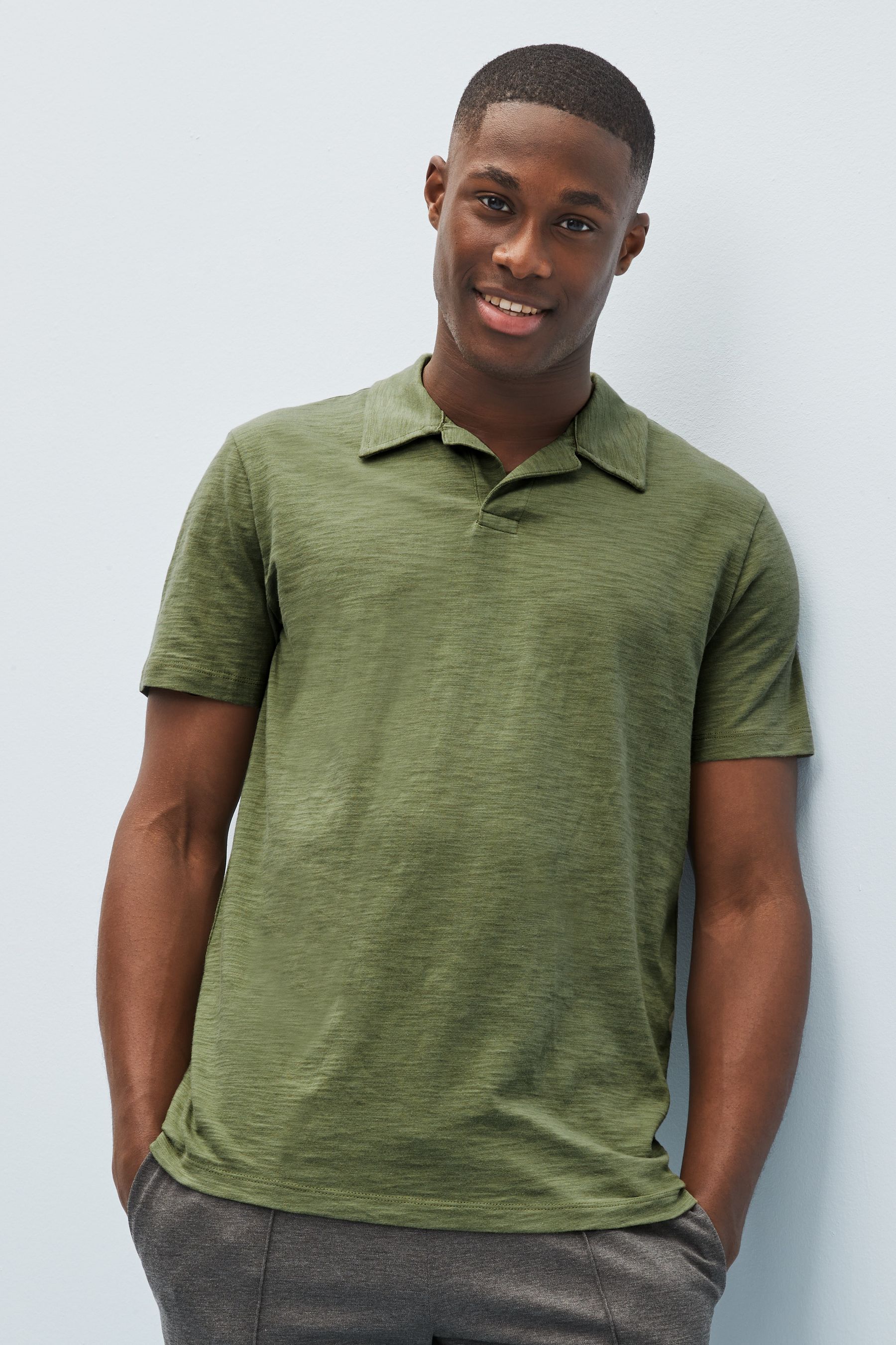 Buy Green Lived-In Johnny Collar Polo Shirt from the Gap online shop