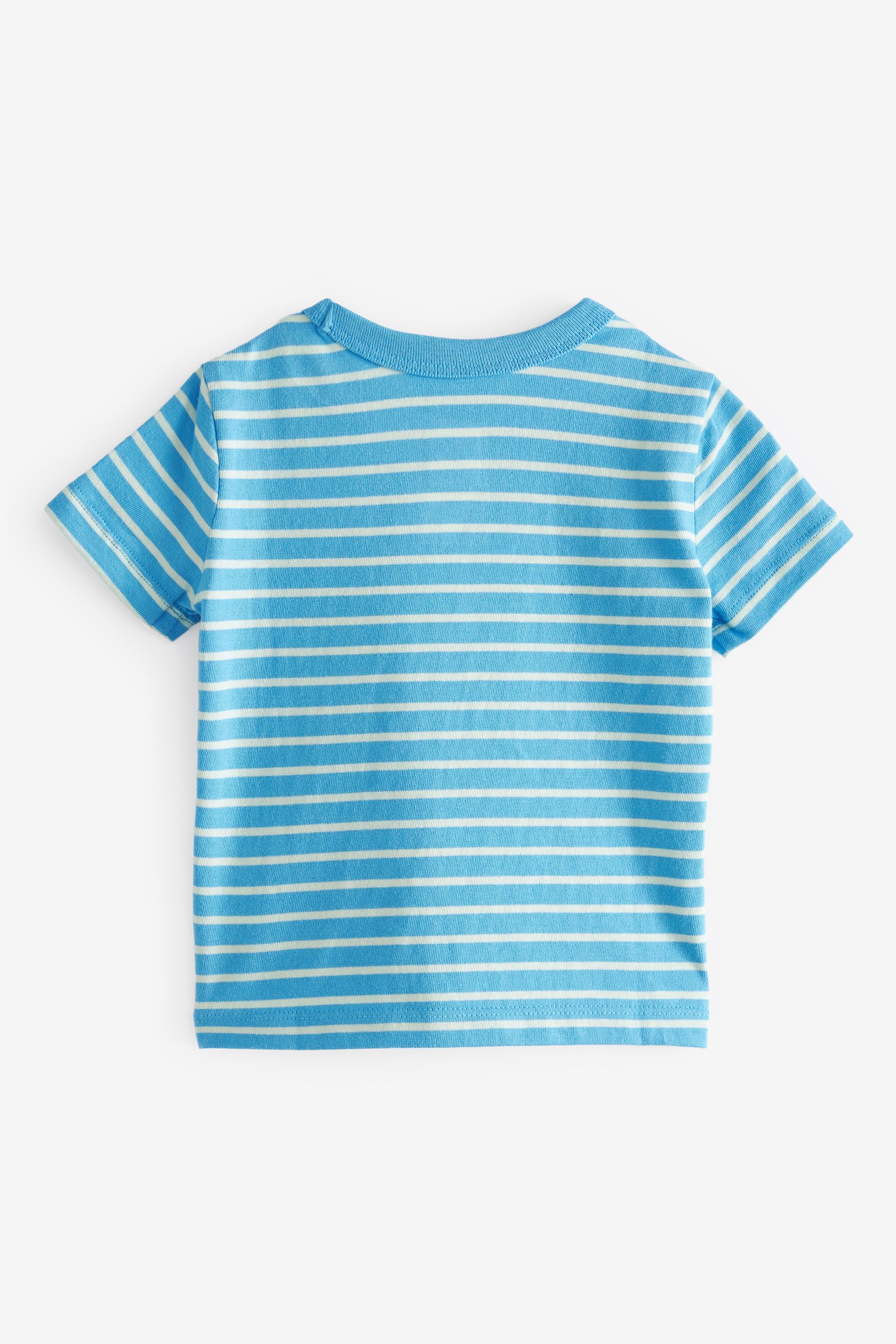 Buy Blue Stripe Logo Logo Stripe Short Sleeve Crew Neck T-Shirt from ...