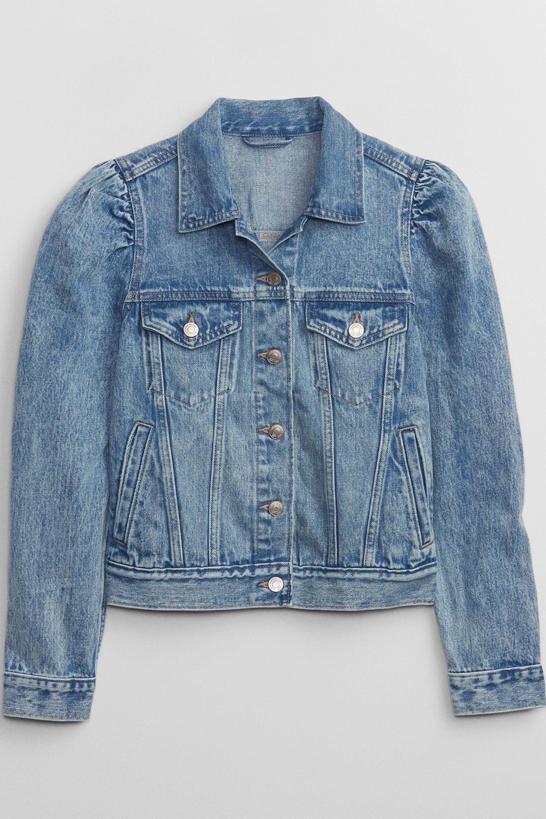 Buy Blue Puff Sleeve Denim Jacket from the Gap online shop