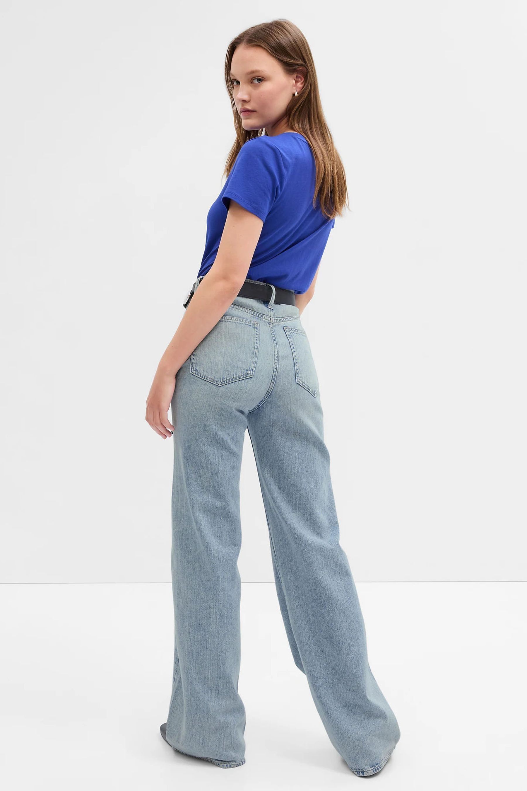 Buy Light Blue High Waisted Wide Leg Jeans from the Gap online shop