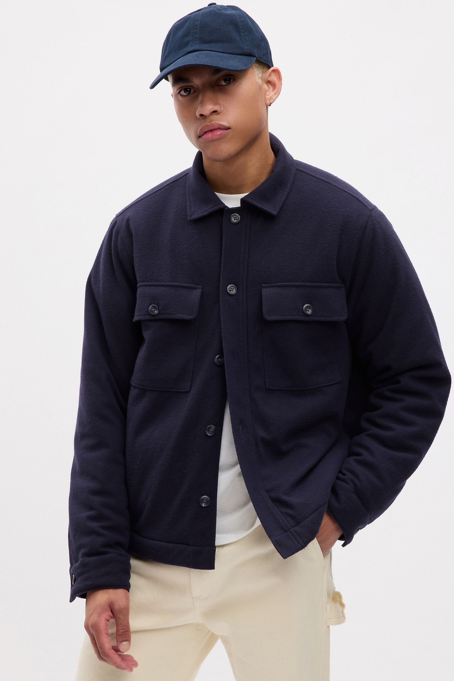 Buy Navy Blue Fleece Lined Front Pocket Jacket from the Gap online shop