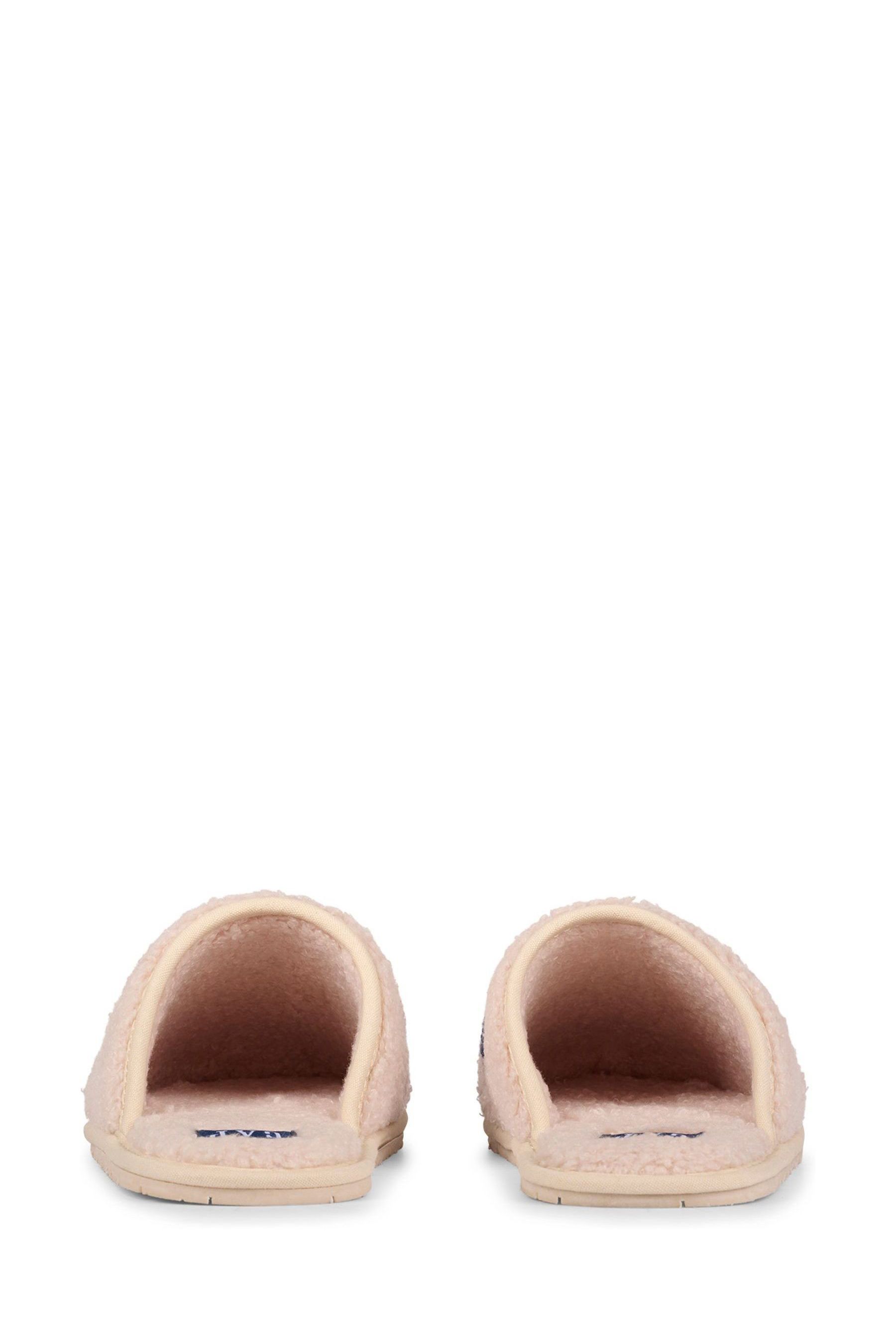 Buy Cream and Navy Blue Women's Plano Logo Borg Slippers from the Gap ...