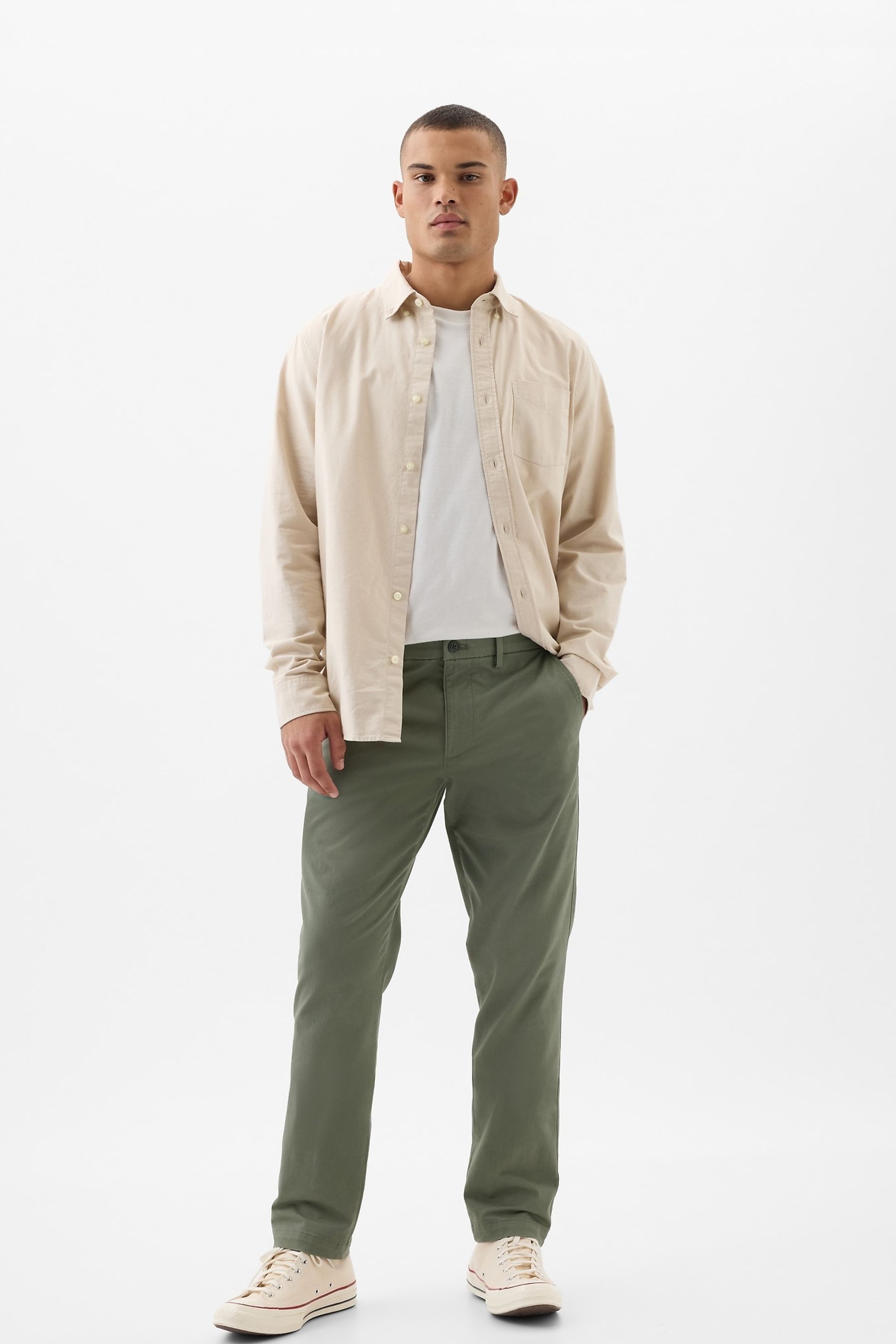 Buy Khaki Green Essential Slim Fit Chinos from the Gap online shop