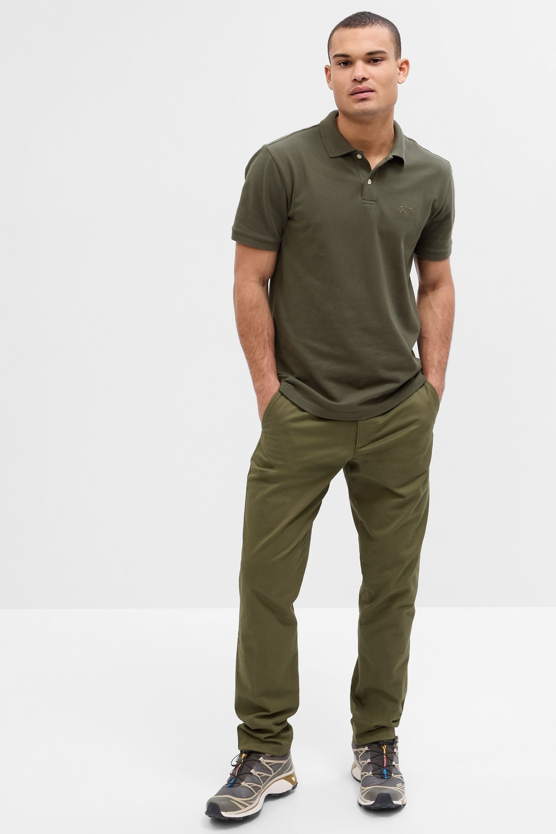 Buy Khaki Green Essential Chinos in Slim Fit with Washwell from the Gap ...