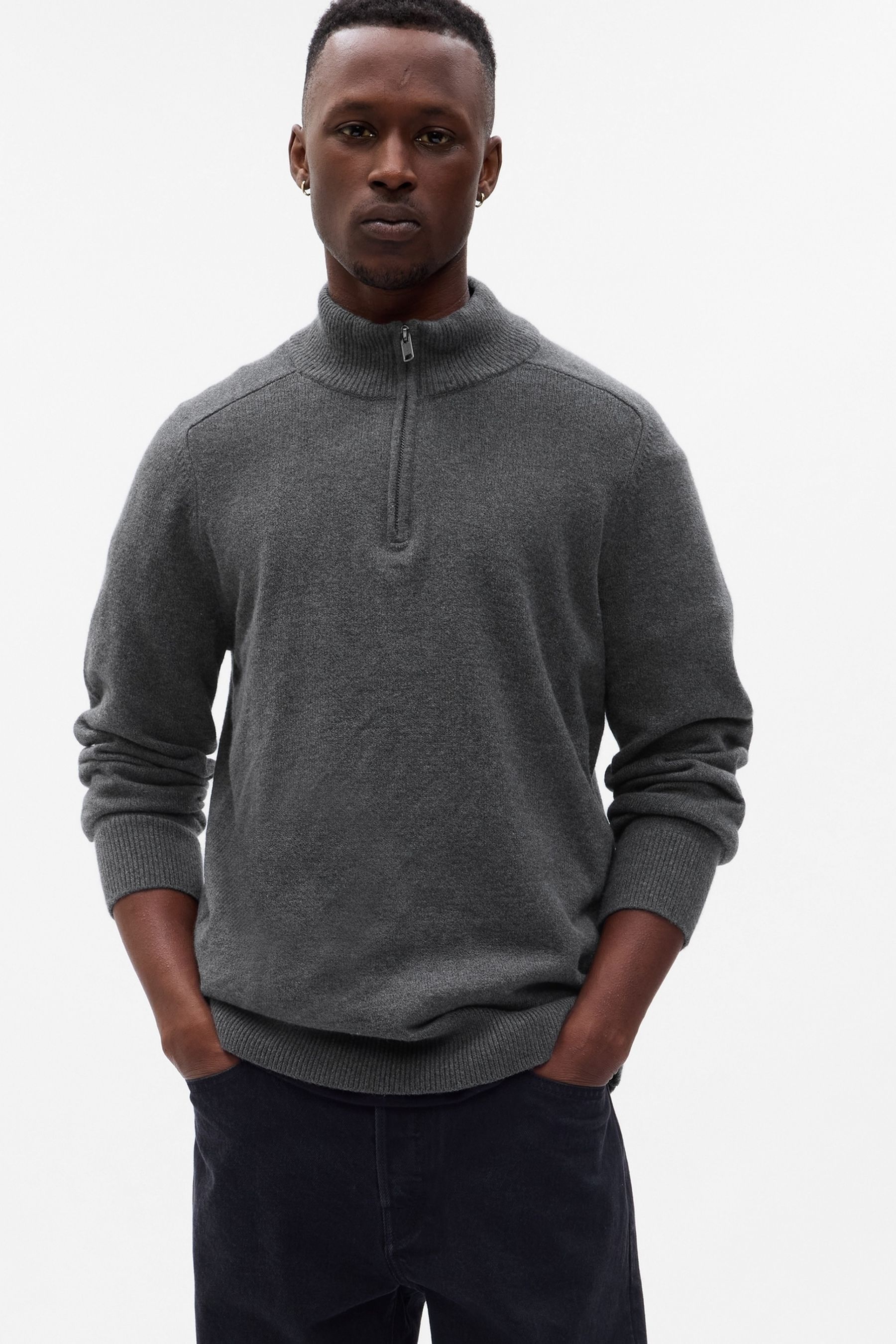 Buy Grey Half-Zip Knit Jumper from the Gap online shop