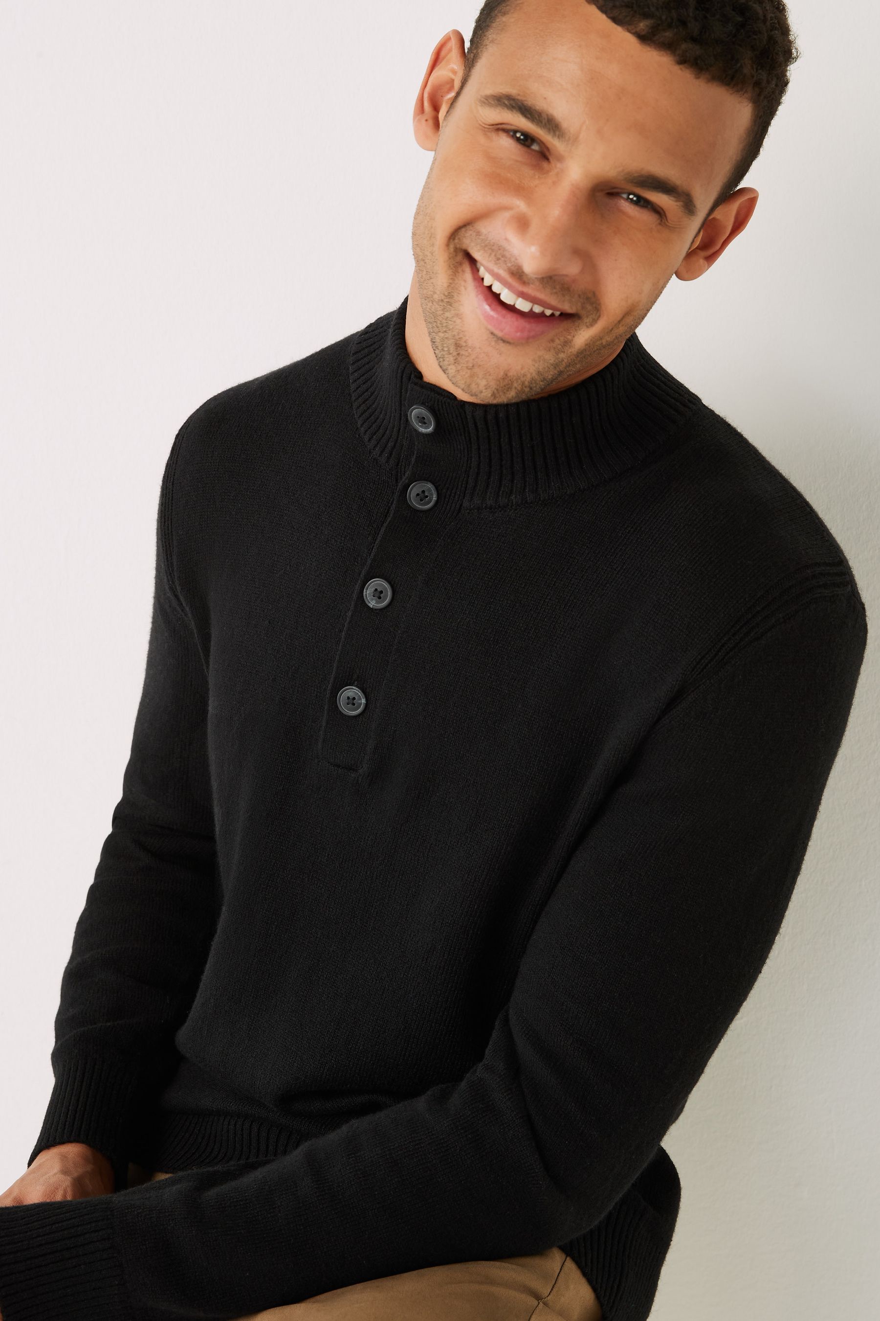 Buy Black Button-Neck Jumper from the Gap online shop