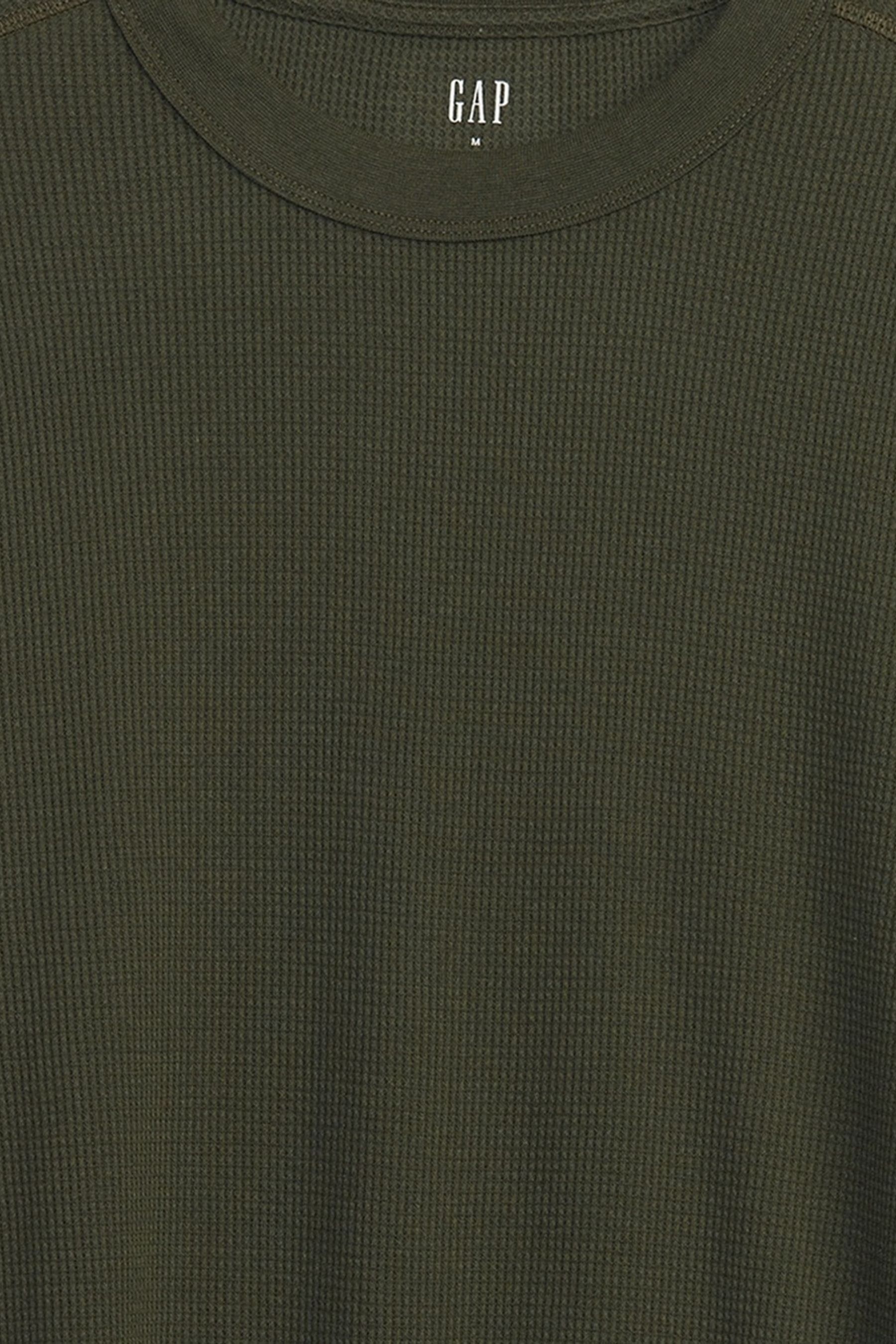 Buy Green Waffle-Knit Crew Neck Long Sleeve T-Shirt from the Gap online ...