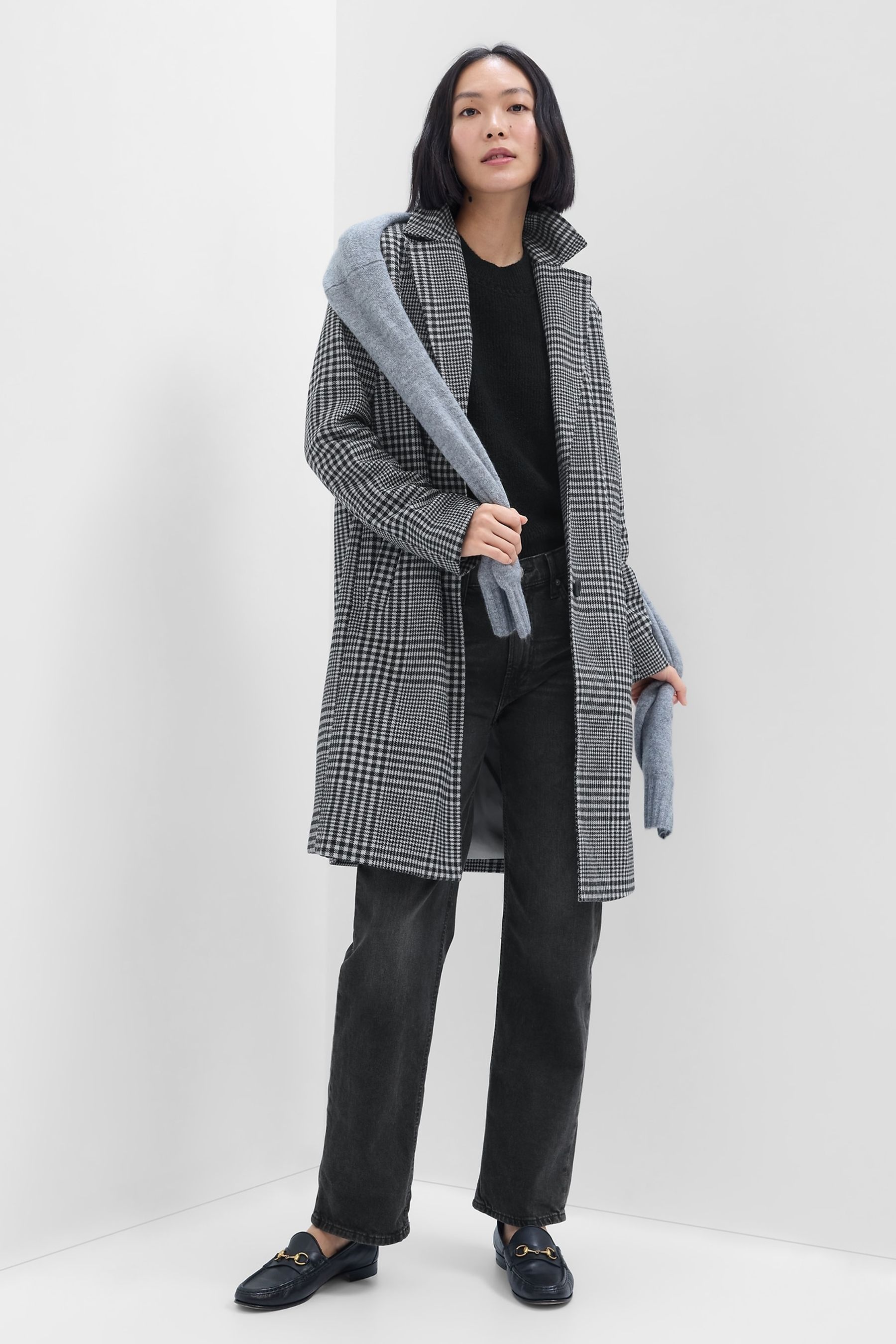 Buy Grey Tartan Long Topcoat from the Gap online shop