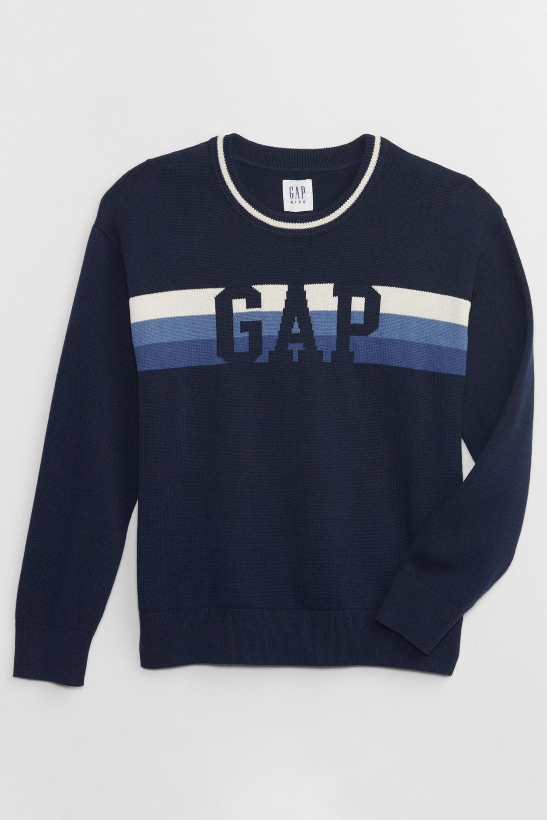 Buy Blue Logo Long Sleeve Crew Neck Jumper from the Gap online shop