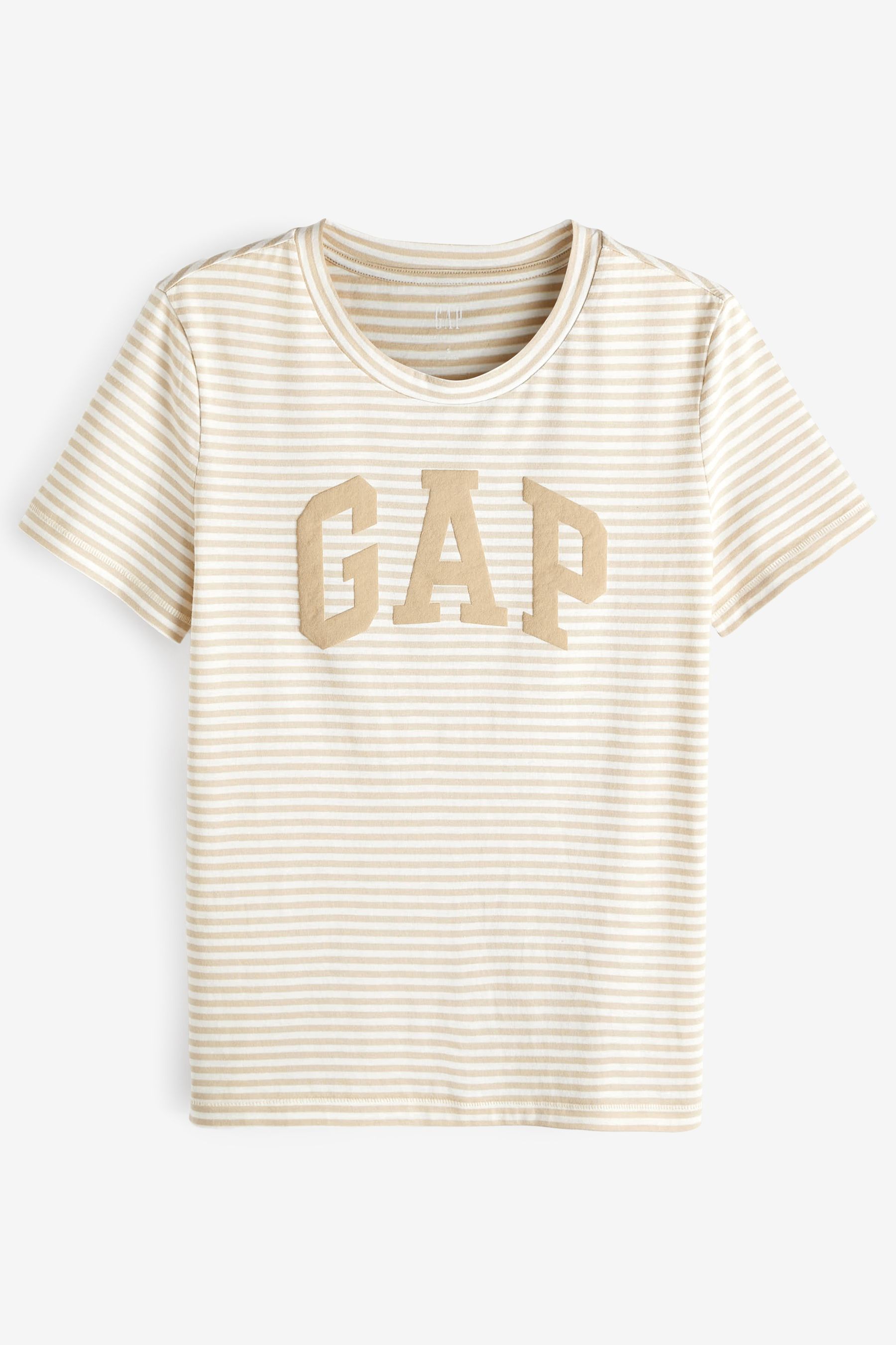 Buy Beige Organic Cotton Gap Logo Crew Neck T-Shirt from the Gap online ...