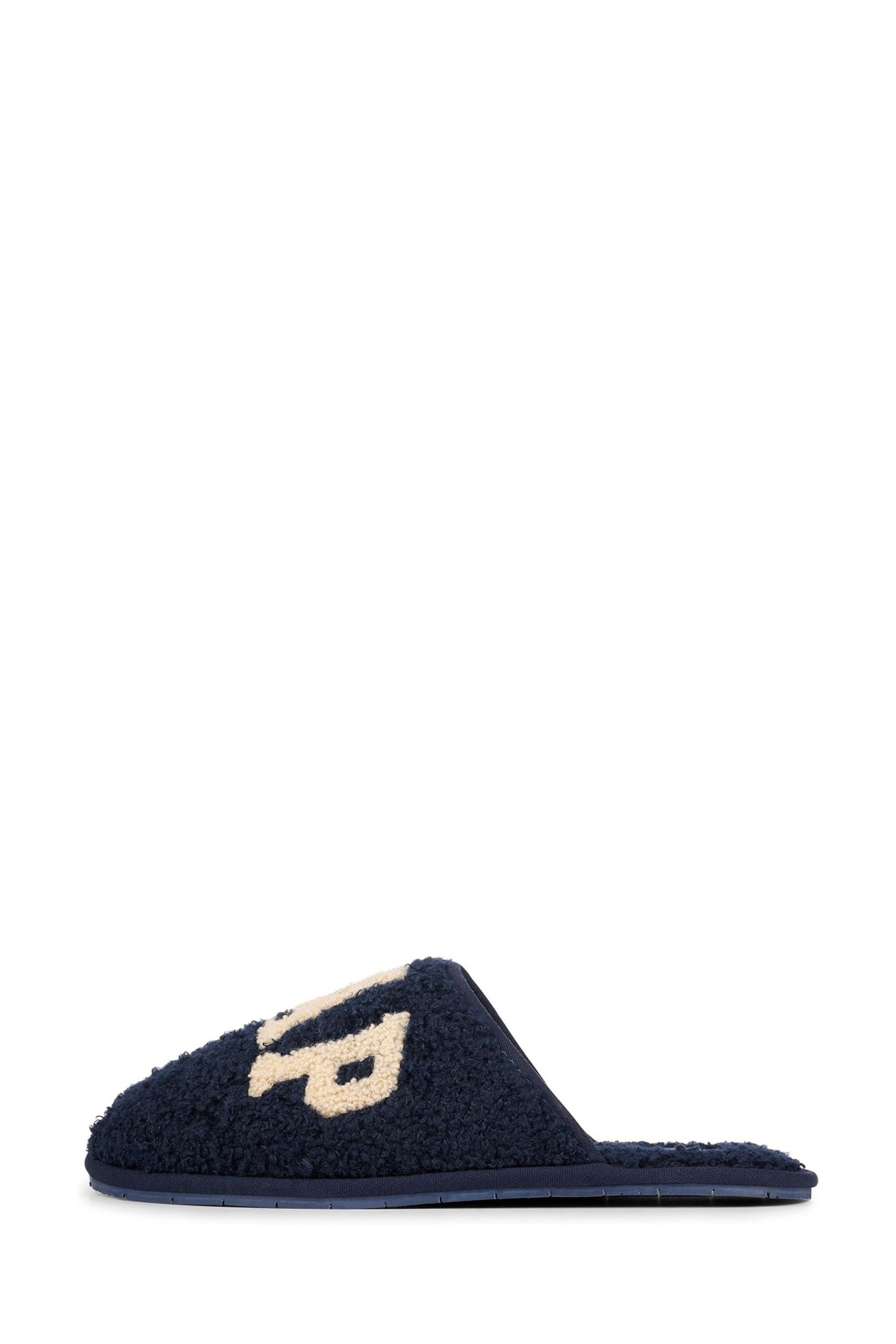 Buy Navy Blue Women's Plano Logo Borg Slippers from the Gap online shop